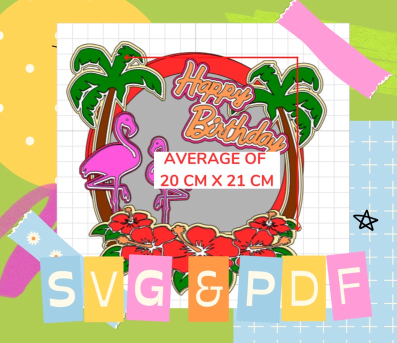 Tropical Birthday Theme Layered Cake Topper 3D Cake Topper SVG Digital ...