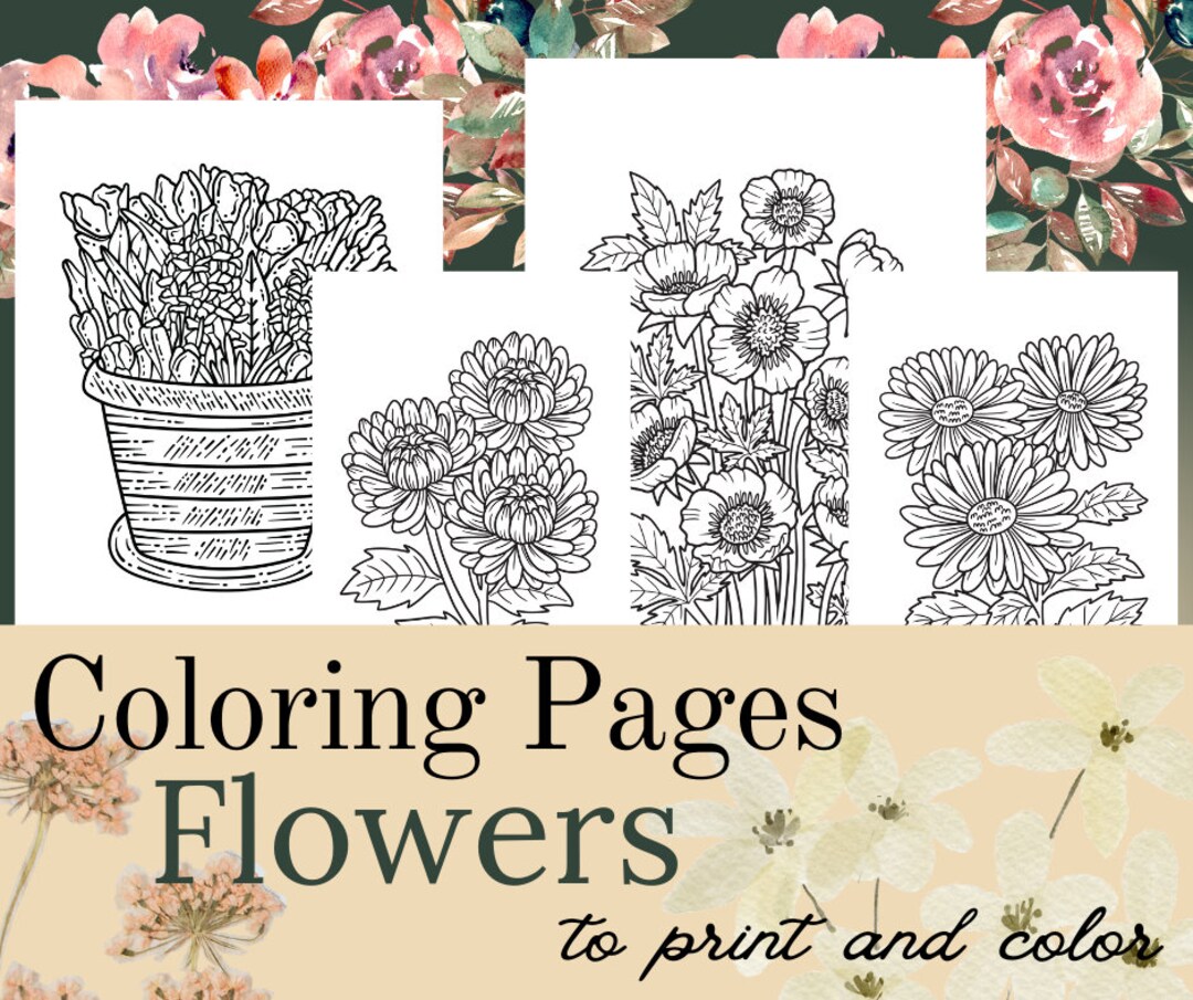 50 Flower Coloring Pages Printable Flowers Floral - Etsy