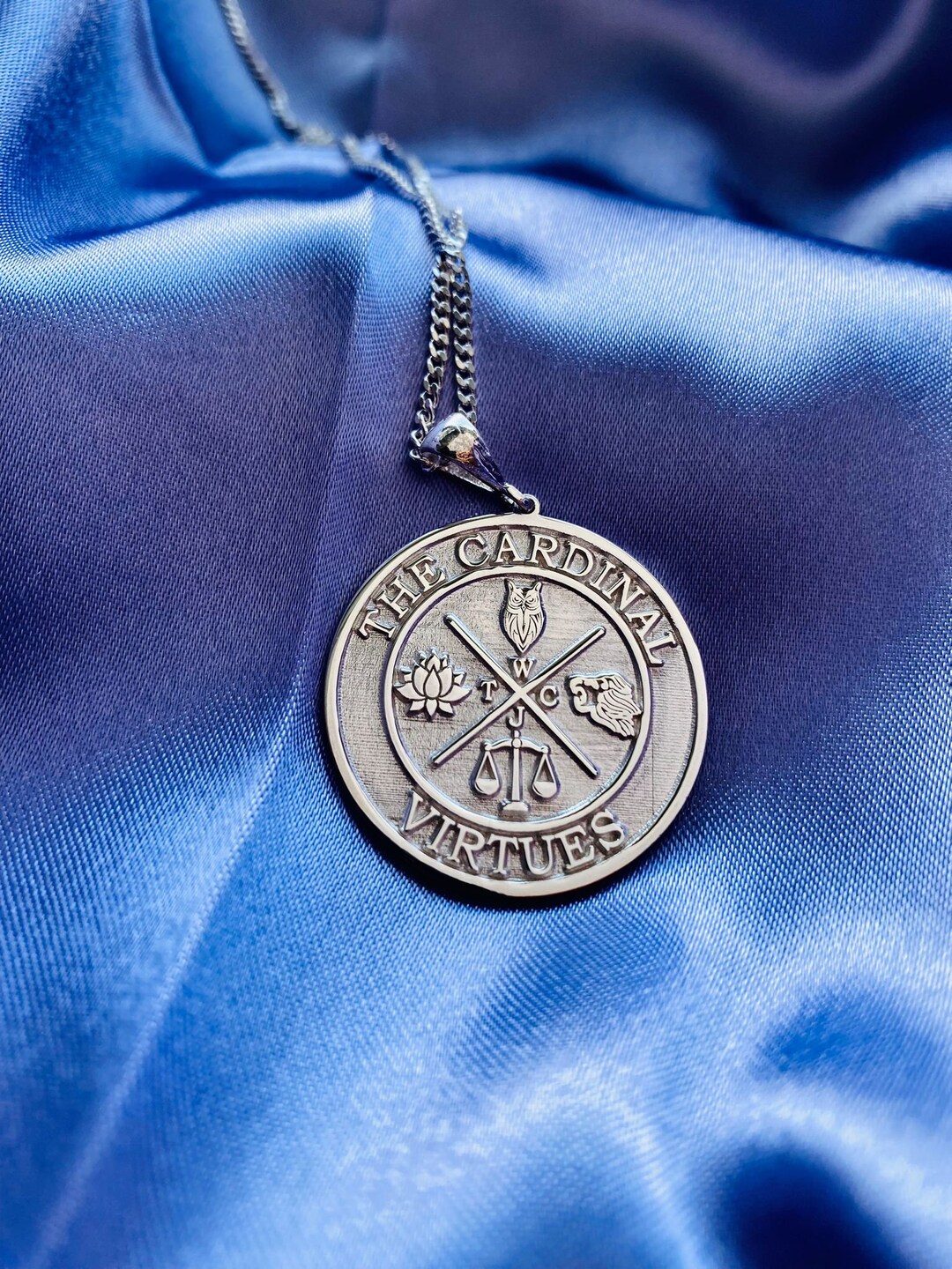 The Cardinal Virtues Stoic Silver Necklace,justice Silver Necklace ...