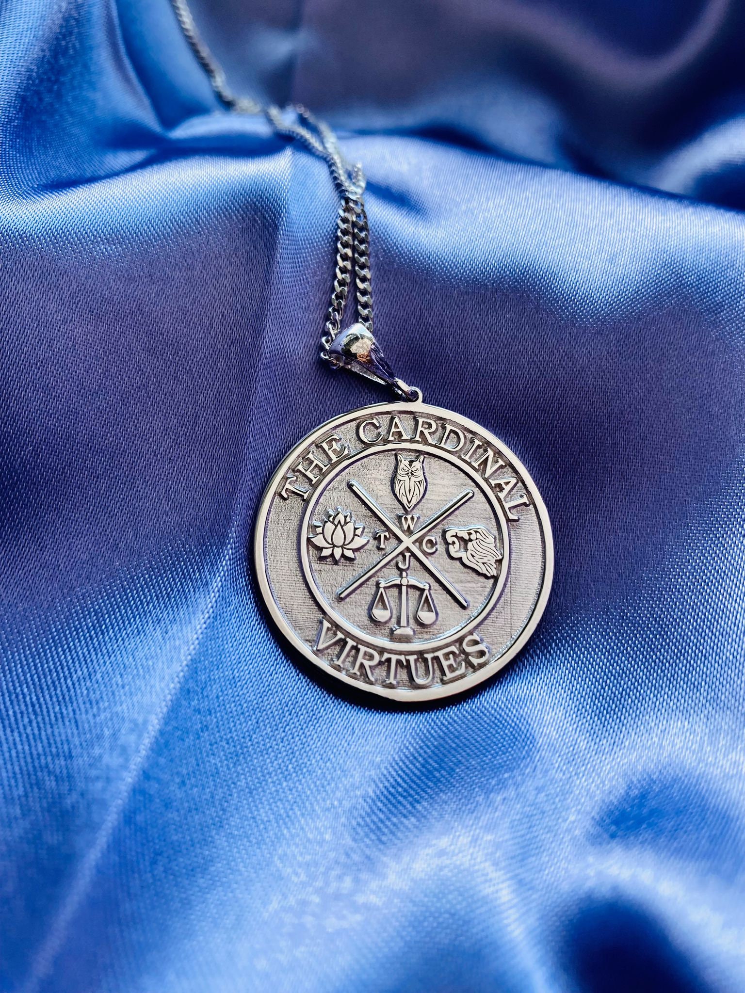 The Cardinal Virtues Stoic Silver Necklace,justice Silver Necklace ...