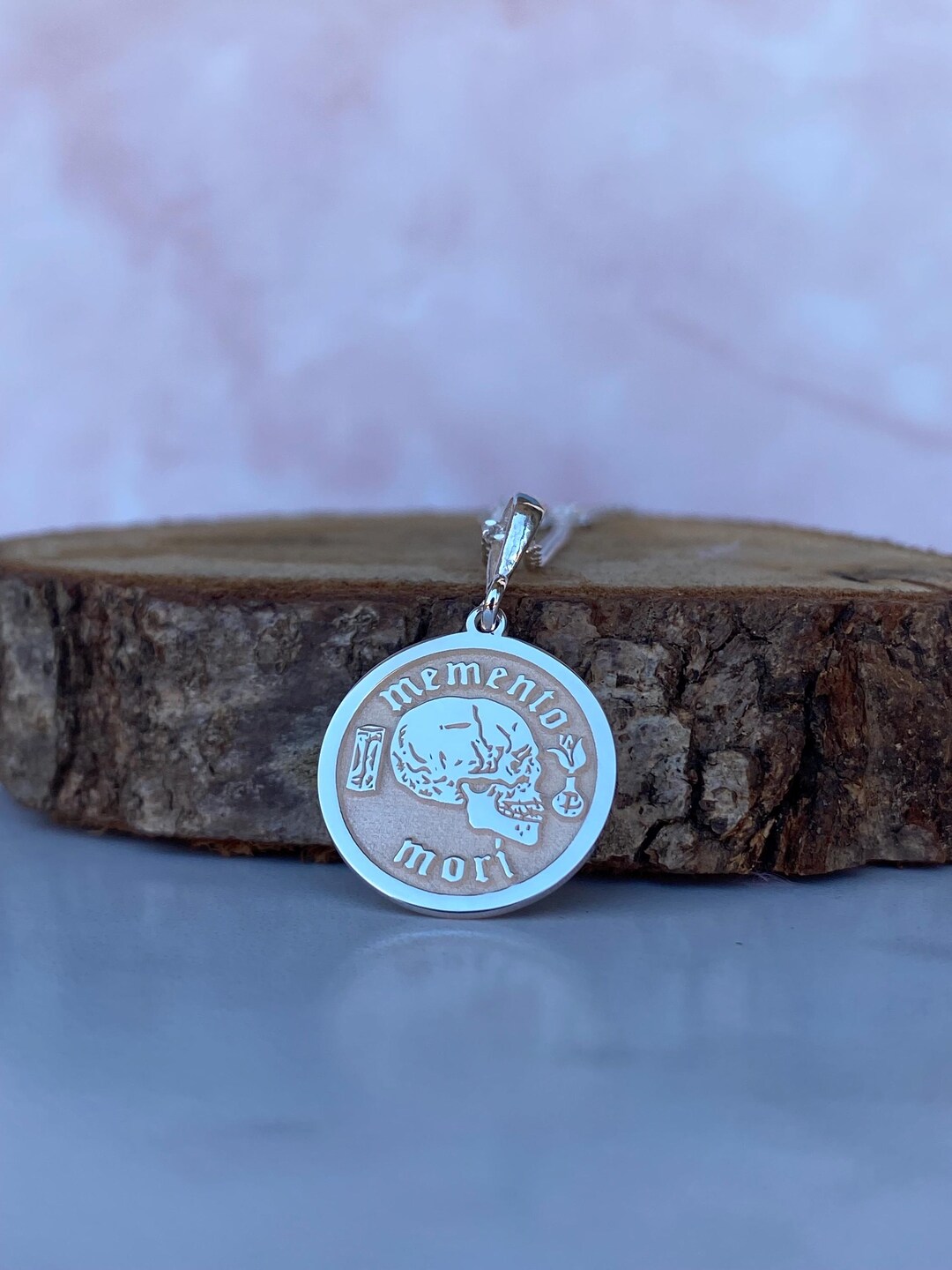 Memento Mori Skull Coin Pendant – Engraved Stoicism Necklace - Etsy