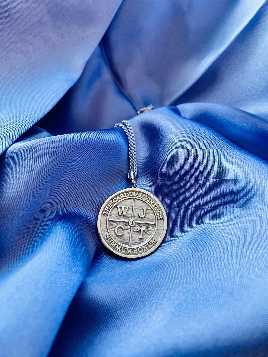 Justice Wisdom Temperance Courage Silver Necklace,the Cardinal Virtues ...