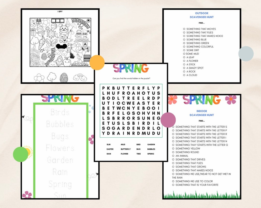Spring Break Activity for Kids Word Search Scavenger Hunt Screen Free ...