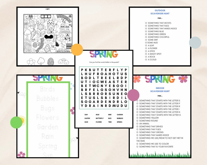 Spring Break Activity for Kids Word Search Scavenger Hunt Screen Free ...