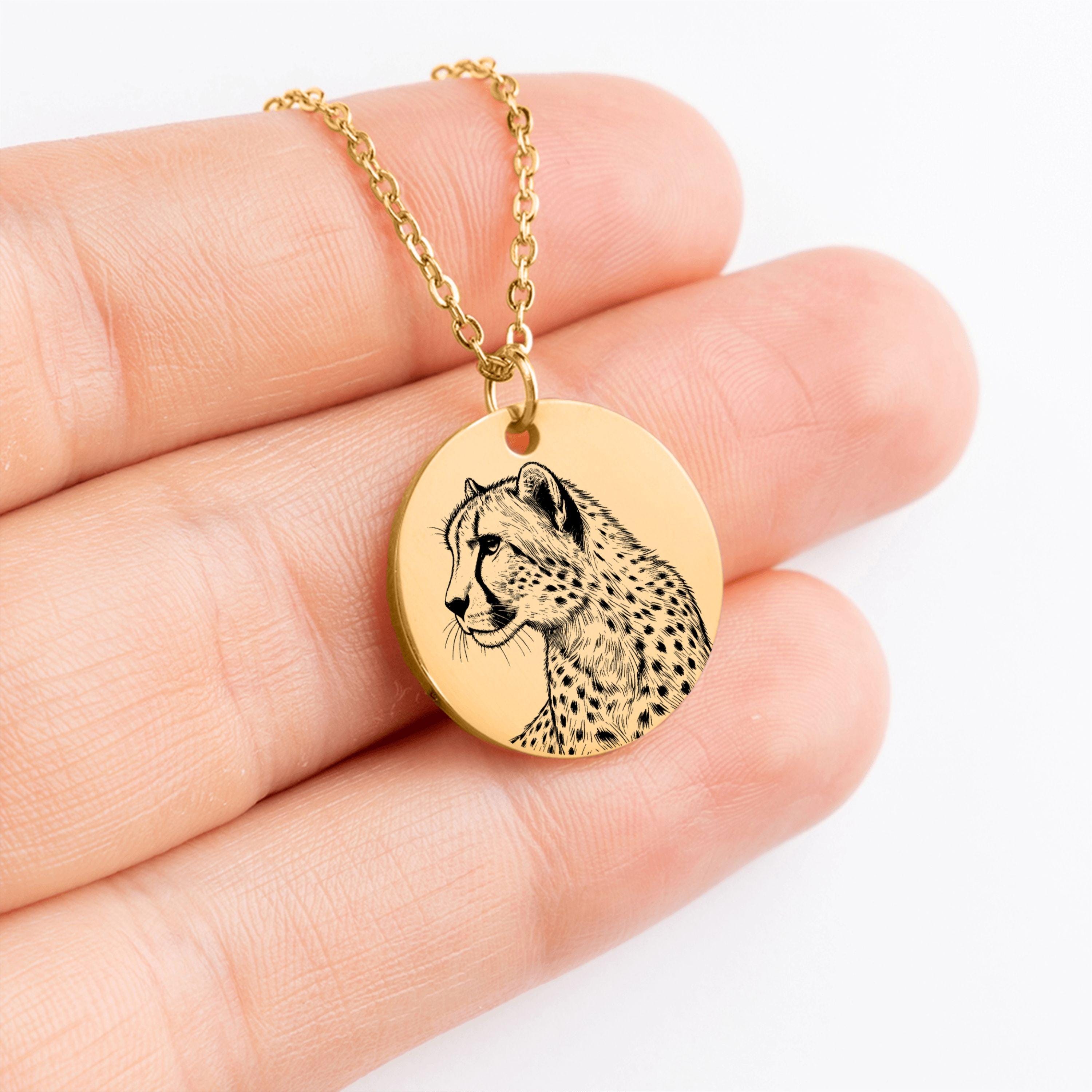 Gold Plated Cheetah Necklace Animal Art Pendant for Travel Enthusiast ...