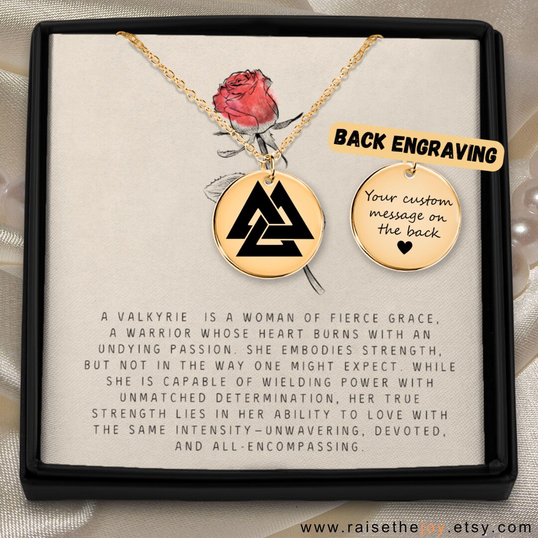 Personalized Valkyrie Symbol Necklace Gift for Woman Custom Engraved ...