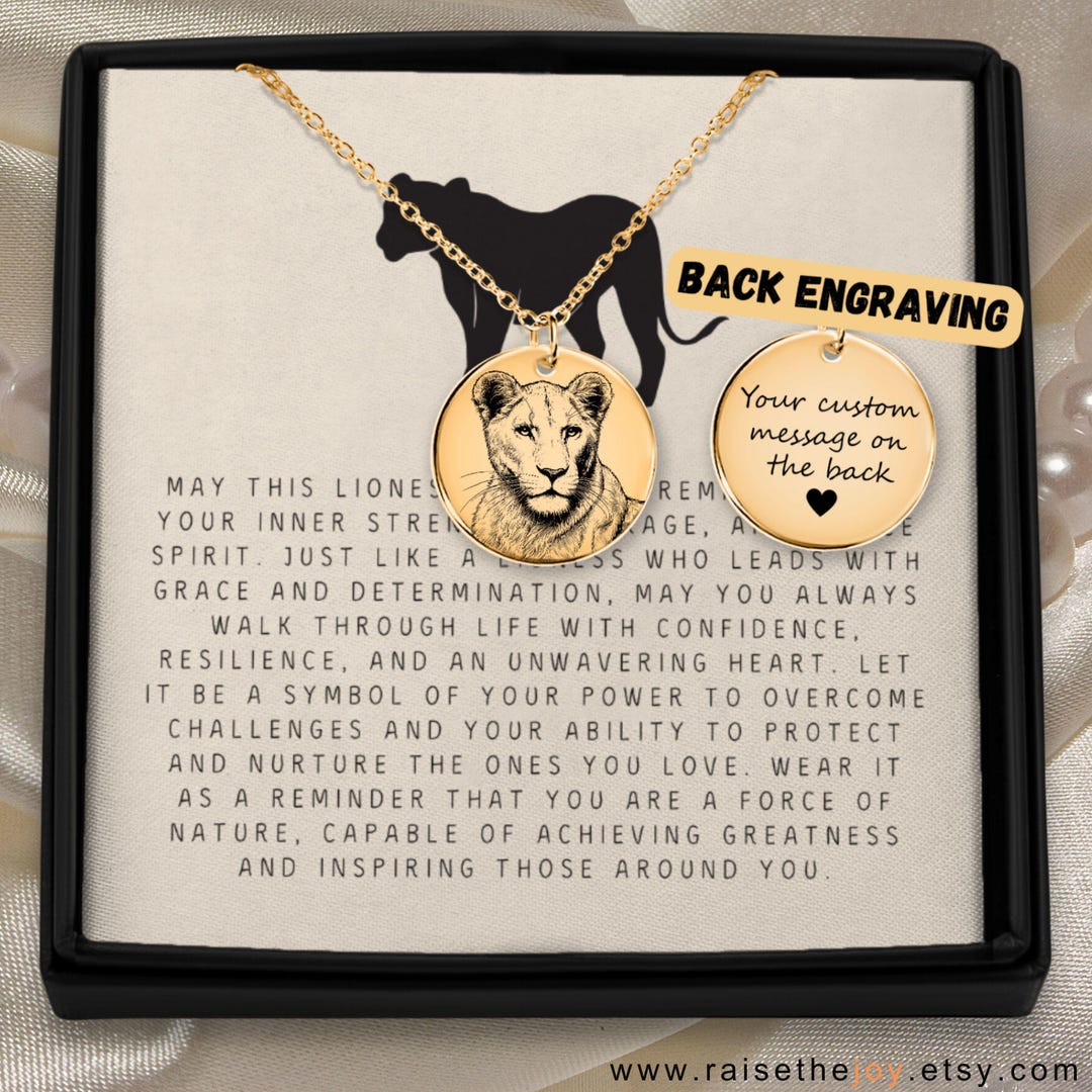 Gold Plated Lioness Necklace Strength Spirit Animal Gift Custom Wildcat ...
