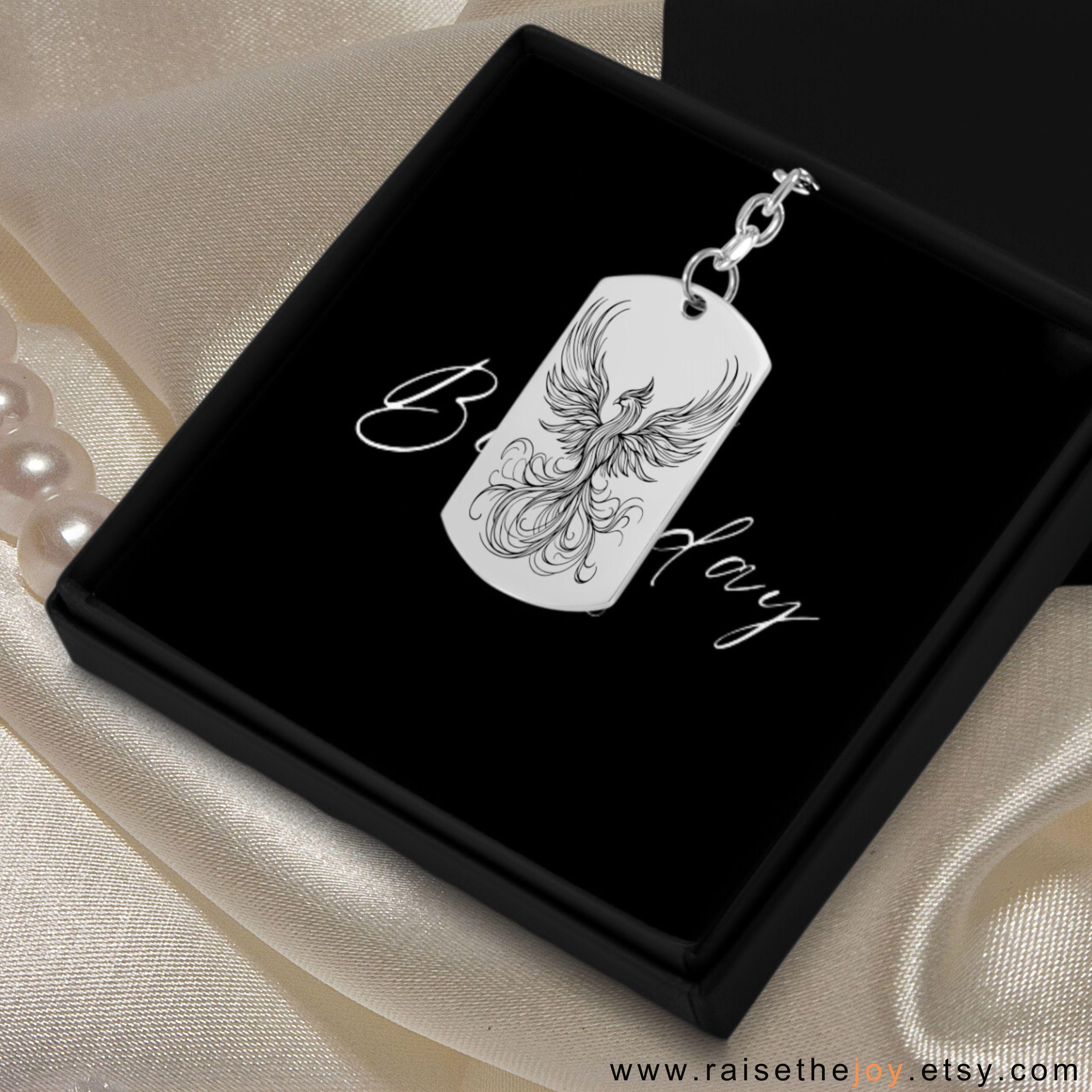 Reborn Phoenix Keychain Engraved Anniversary Gift Flames Phoenix ...