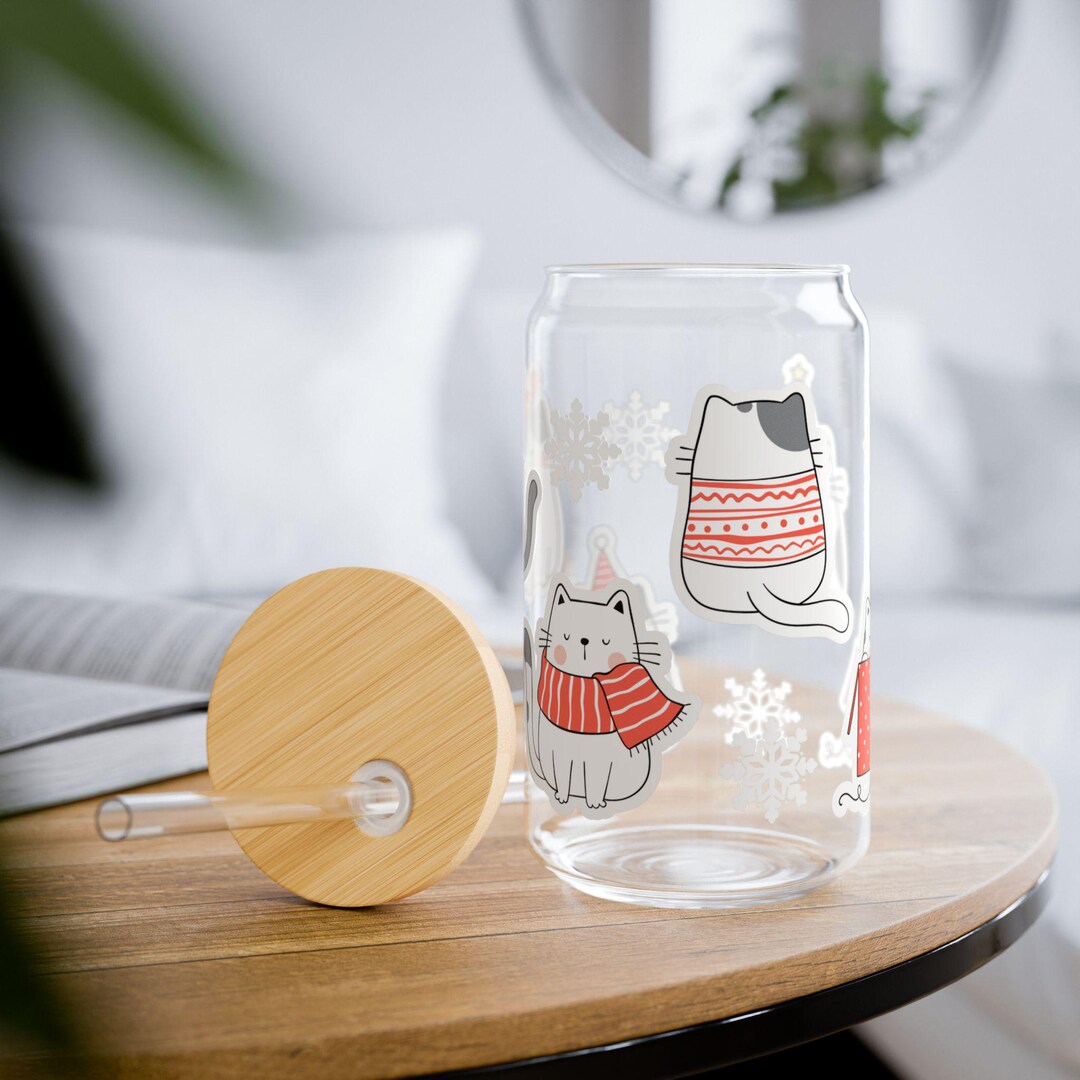 Funny Christmas Ice Tea Cup With Cats Lovers Gift Woman Cat ...