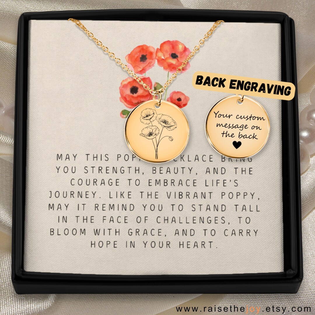 Personalized Poppy Necklace Birth Flower Gift for Nana New Mom Jewelry ...