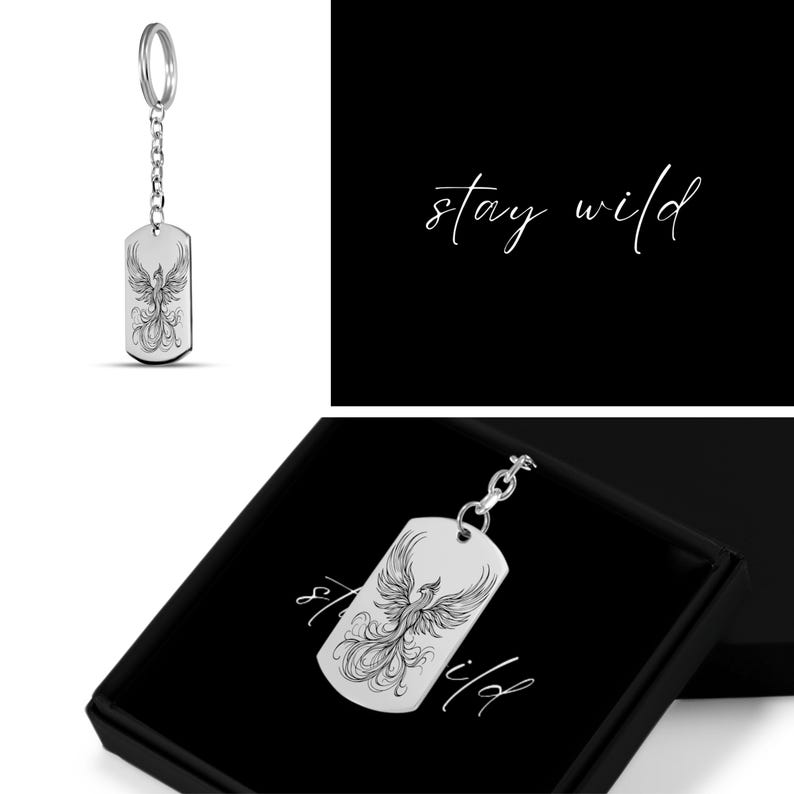 Reborn Phoenix Keychain Engraved Anniversary Gift Flames Phoenix ...