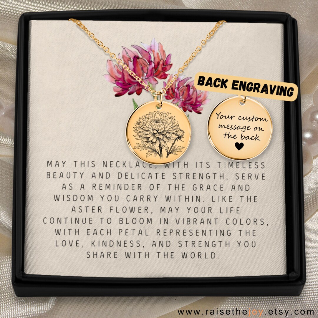 Custom Aster Jewelry Personalized Birth Flower Idea for Mom Nana Mother ...