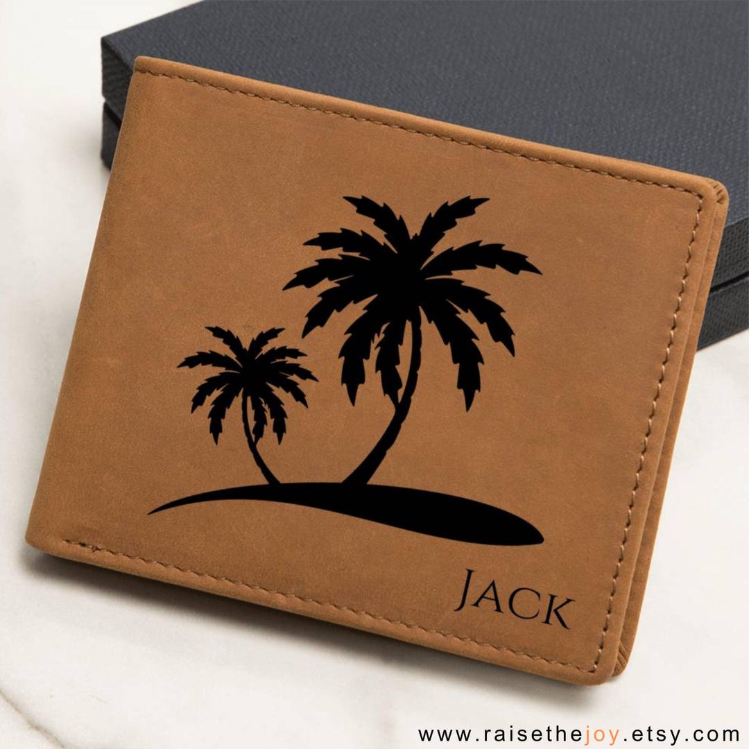 Personalized Palm Tree Wallet Birthday Gift Idea for Man Palm Tree ...