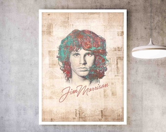 The Doors Jim Morrison Poster, Digital Download, Wall Art, Grunge, Rock ...