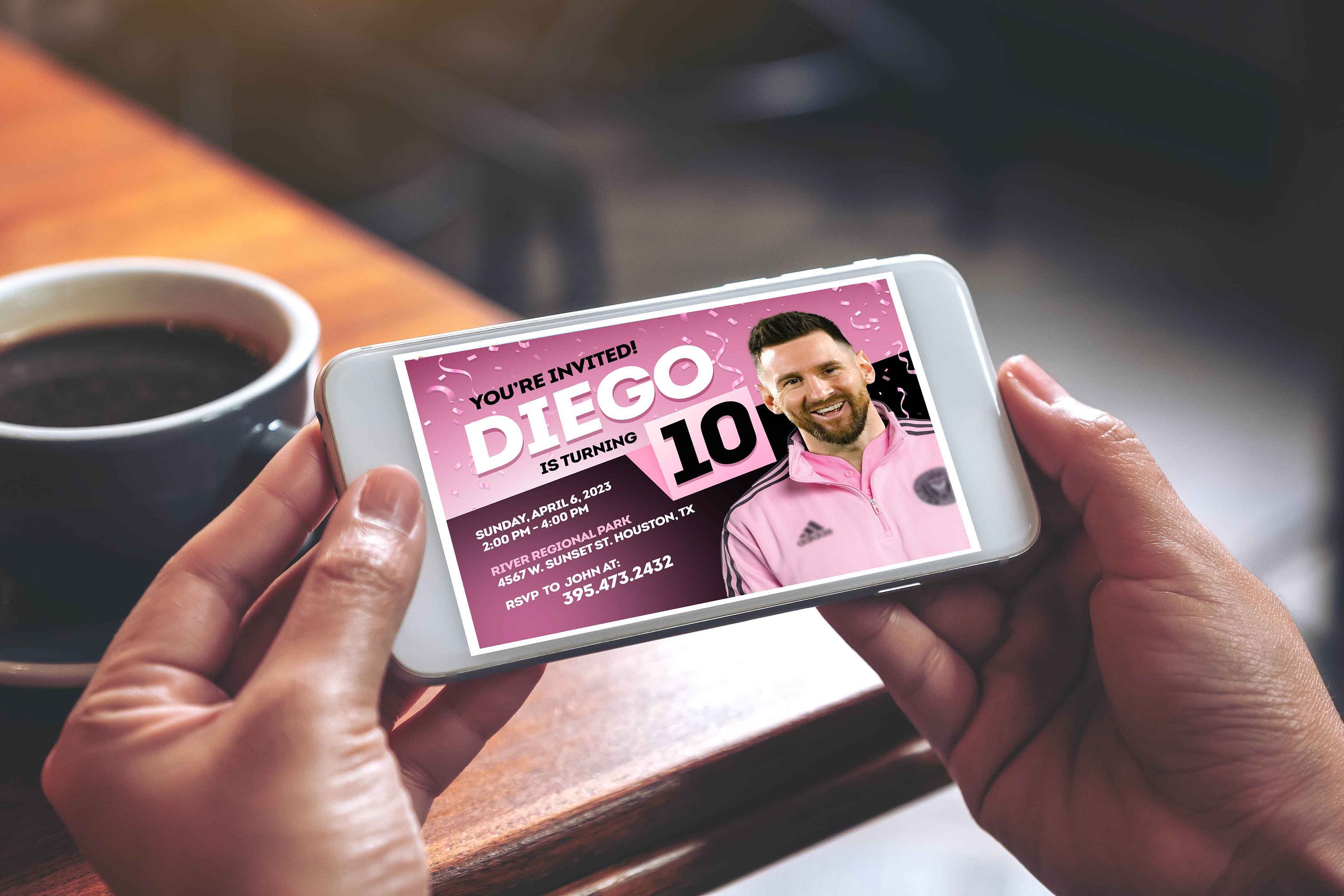 Messi Inter Miami Birthday Invitation, Made to Order Customizable ...