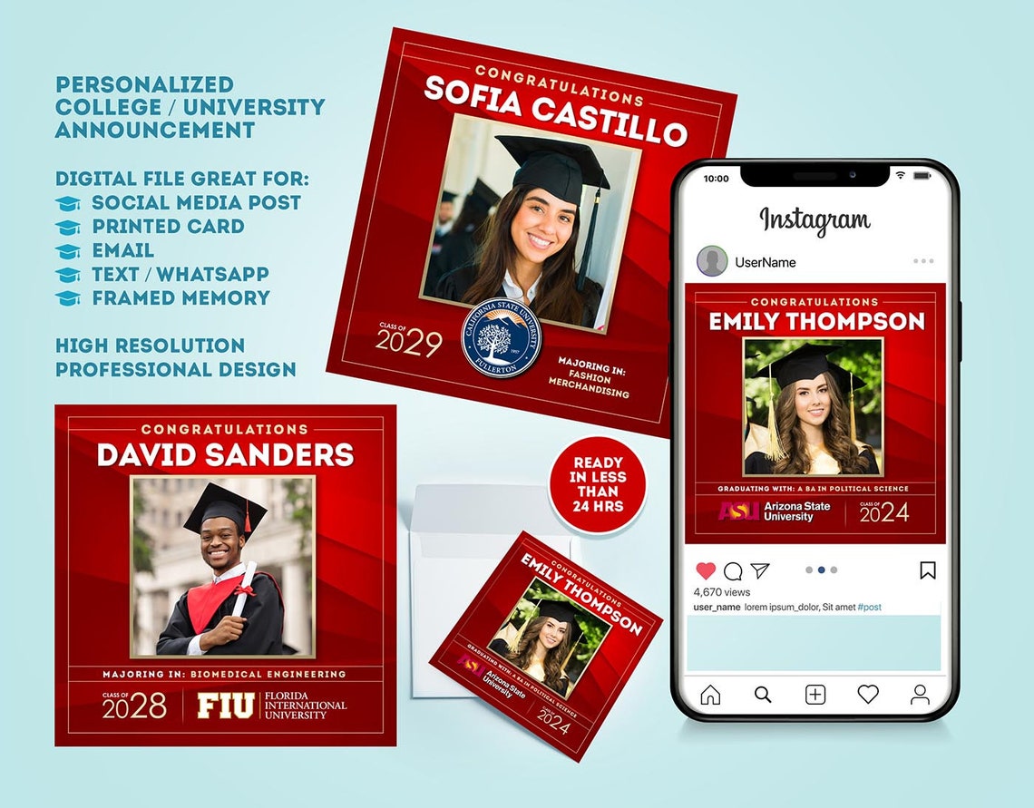 Custom College Announcement, Personalized University Acceptance ...