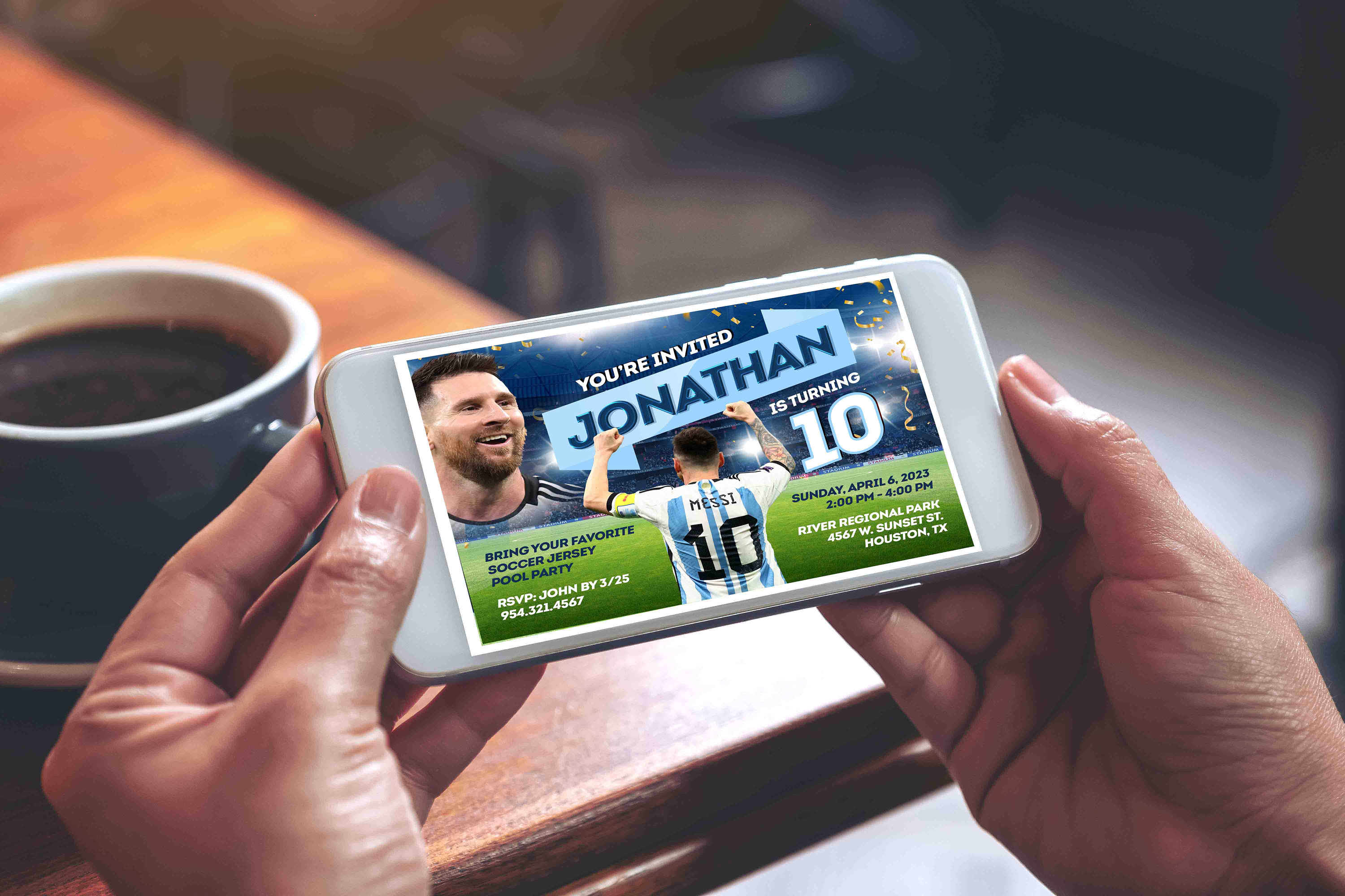 Messi Birthday Invitation, Made to Order Customizable Birthday Card ...