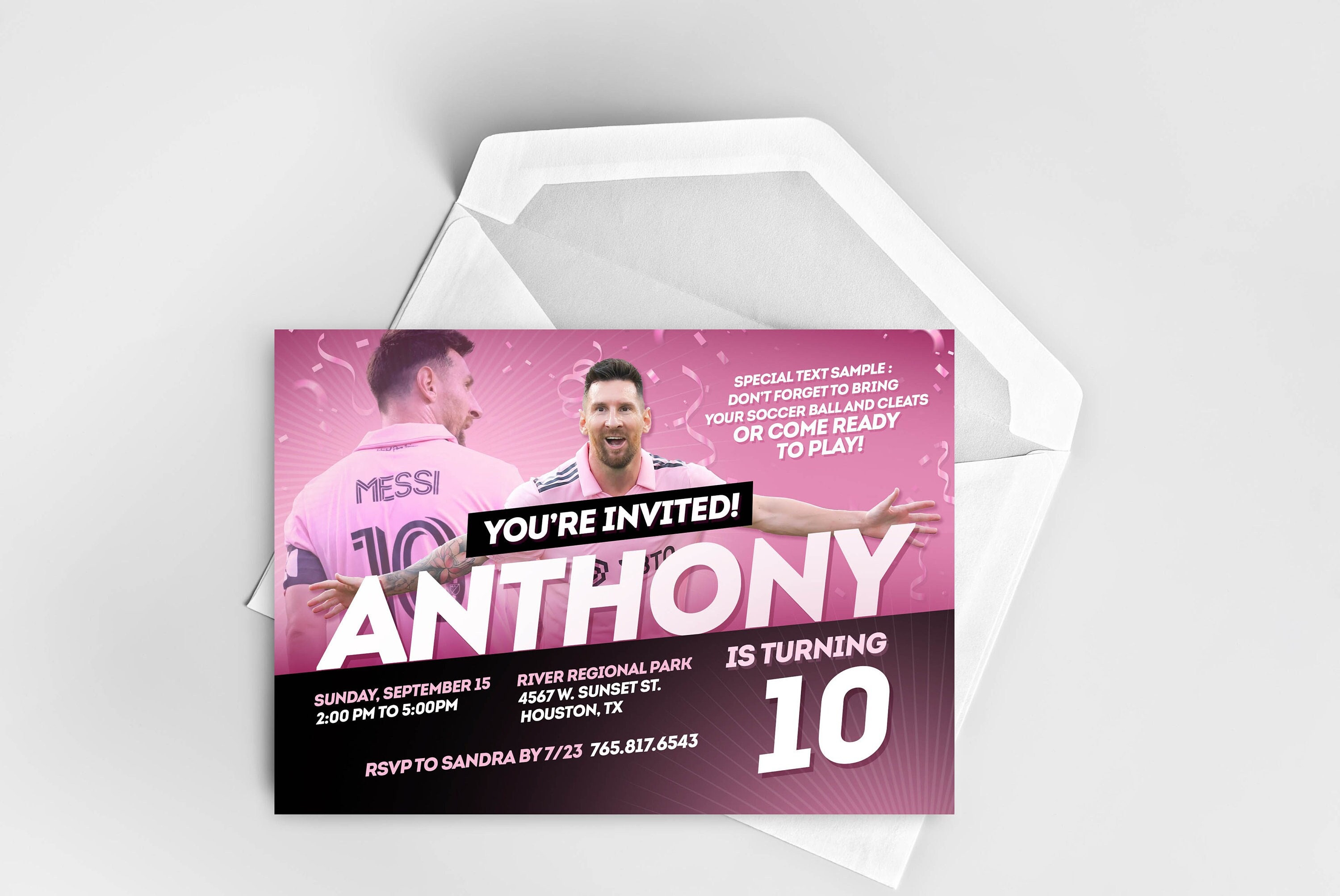 Messi Inter Miami Birthday Invitation, Made to Order Customizable ...