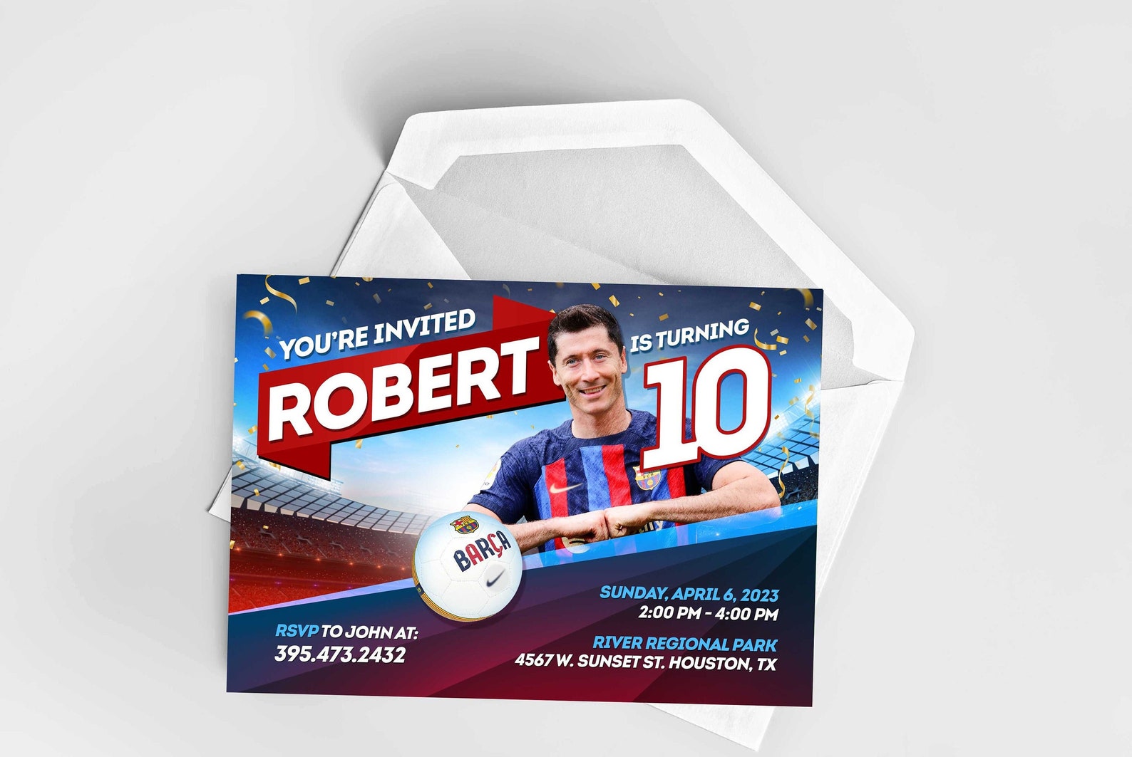 Barcelona Invite, Lewandowski Birthday Invitation | Made to Order ...