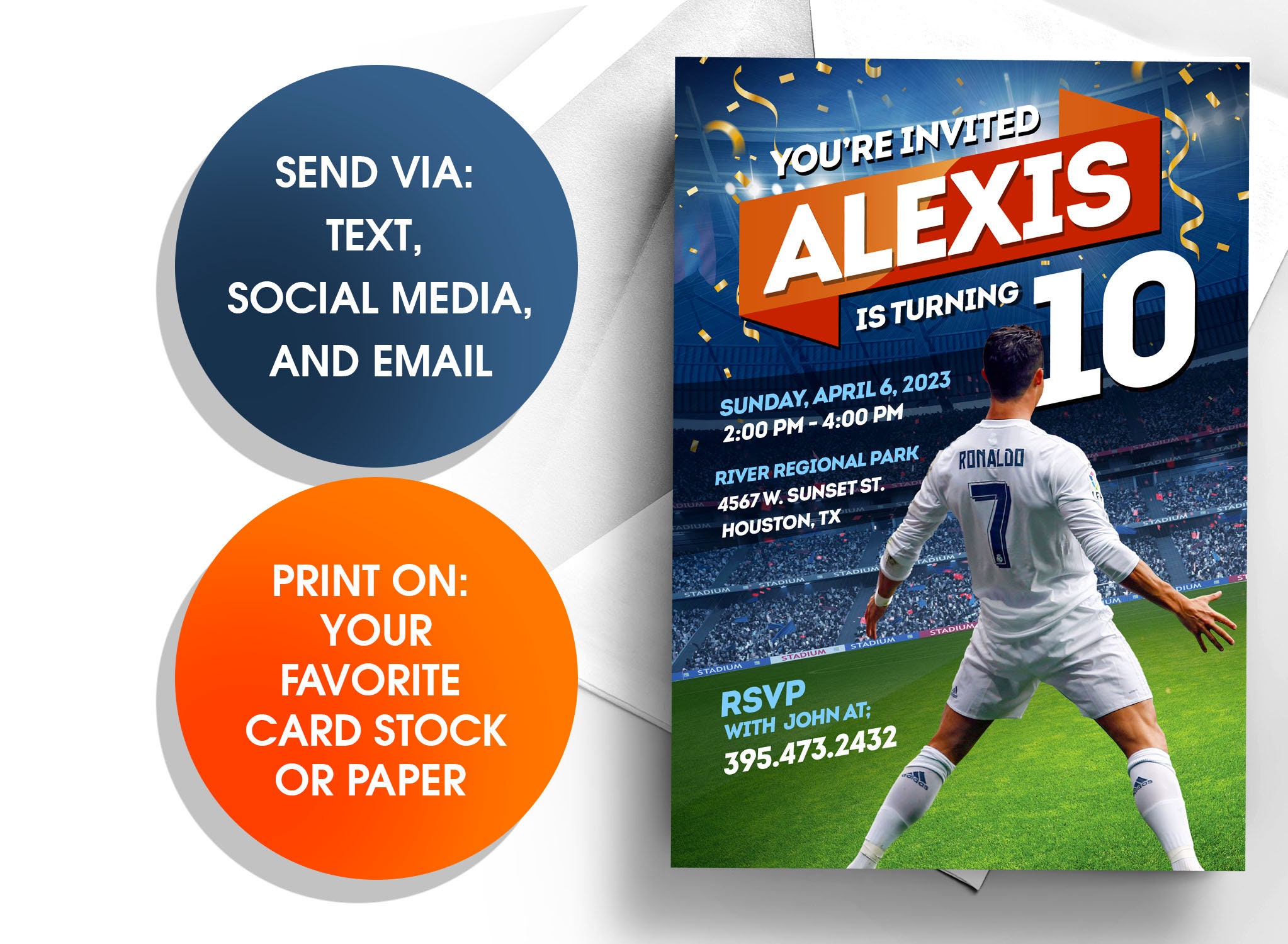 Personalized Cristiano Ronaldo Birthday Invitation, Made to Order ...