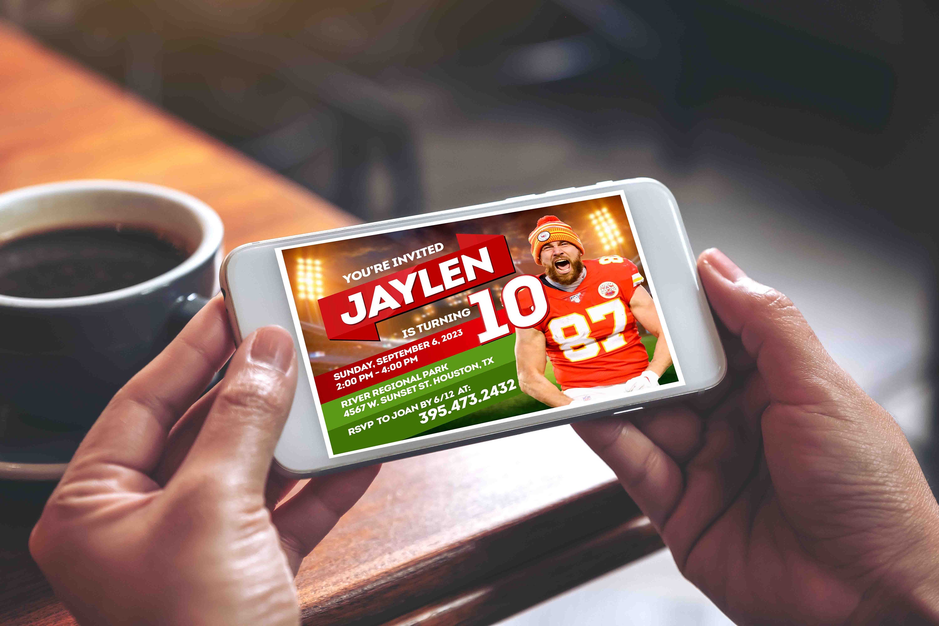 Travis Kelce Birthday Invitation Custom Personalized Kansas City Chiefs ...