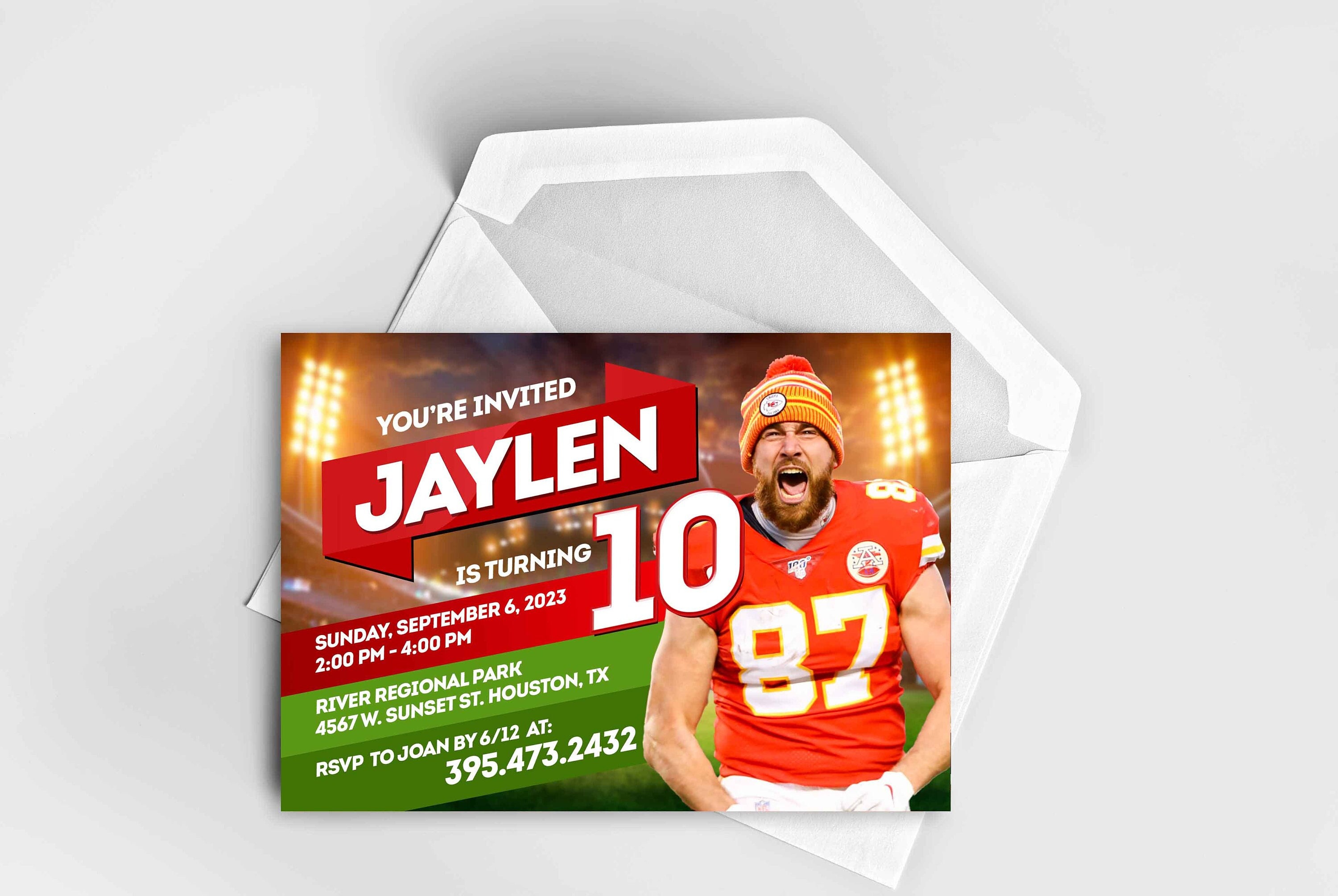 Travis Kelce Birthday Invitation Custom Personalized Kansas City Chiefs ...