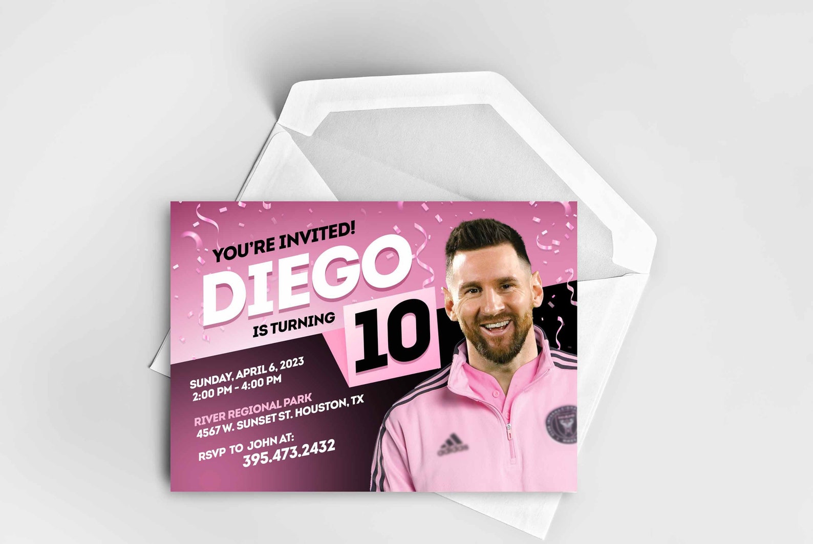 Invitación de cumpleaños de Messi Inter Miami, hecho a pedido tarjeta ...