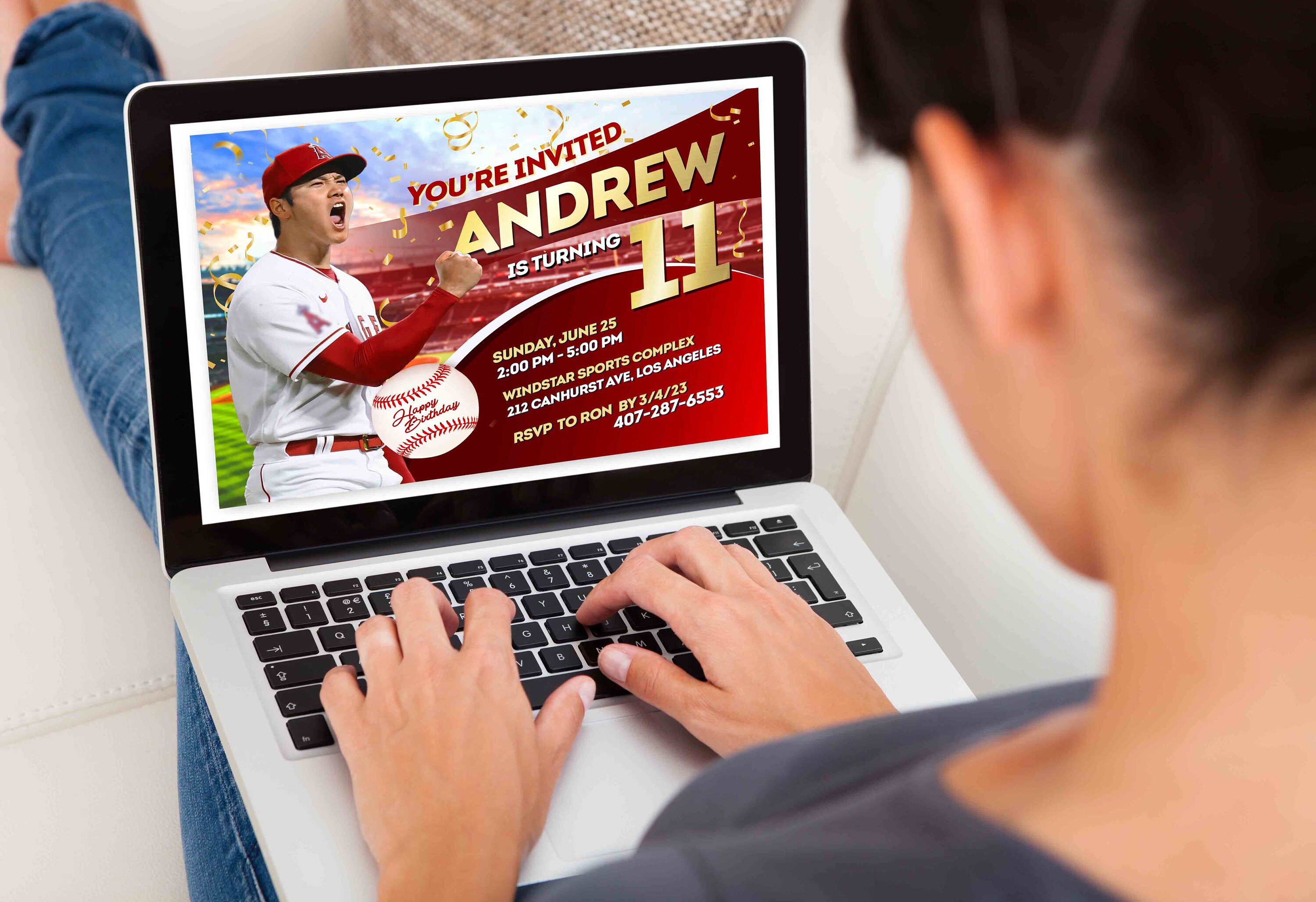 Personalized Shohei Ohtani Invite, Los Angeles Angels Birthday ...