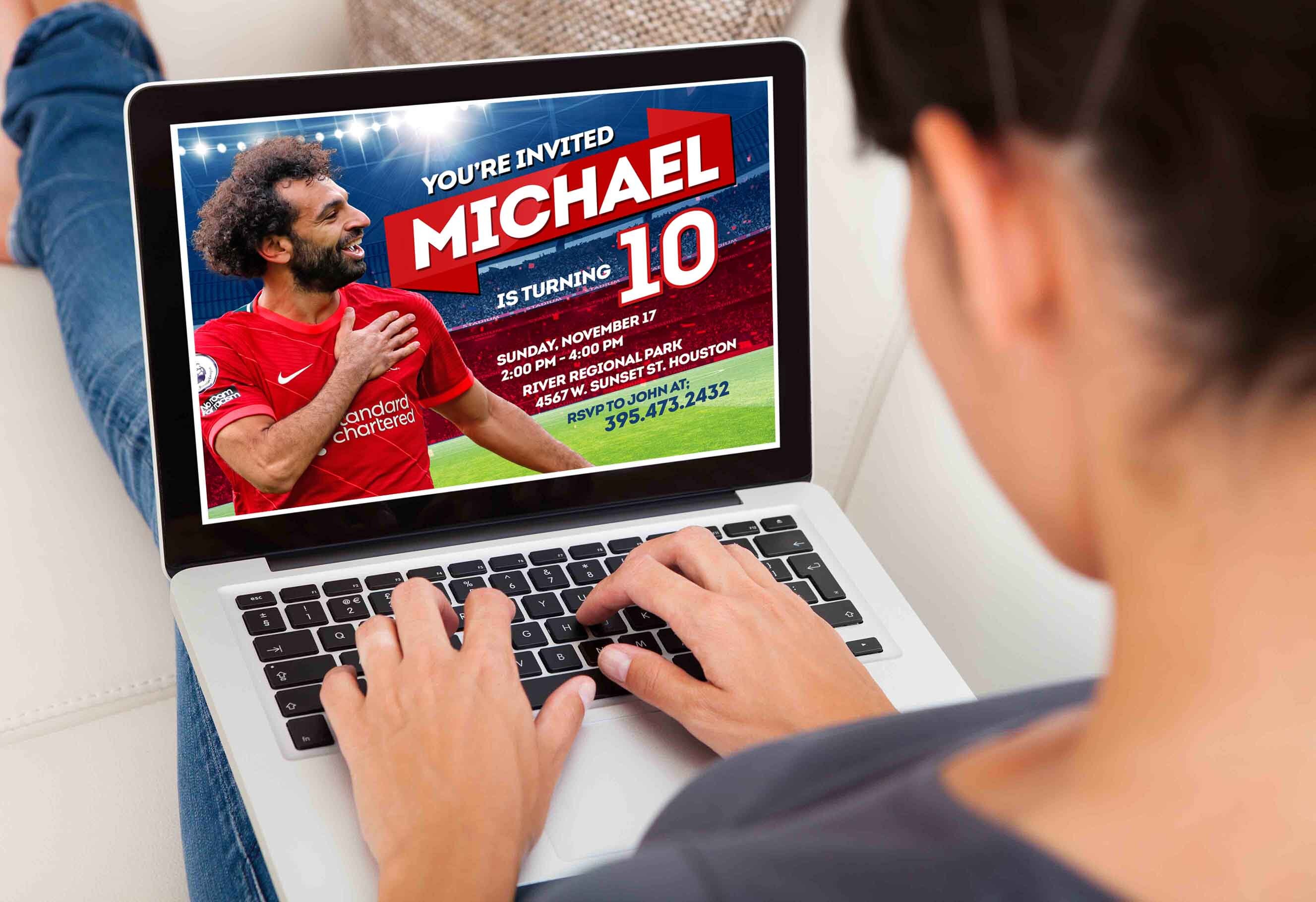 Custom Mohamed Salah Birthday Invite, Liverpool Birthday Invite ...