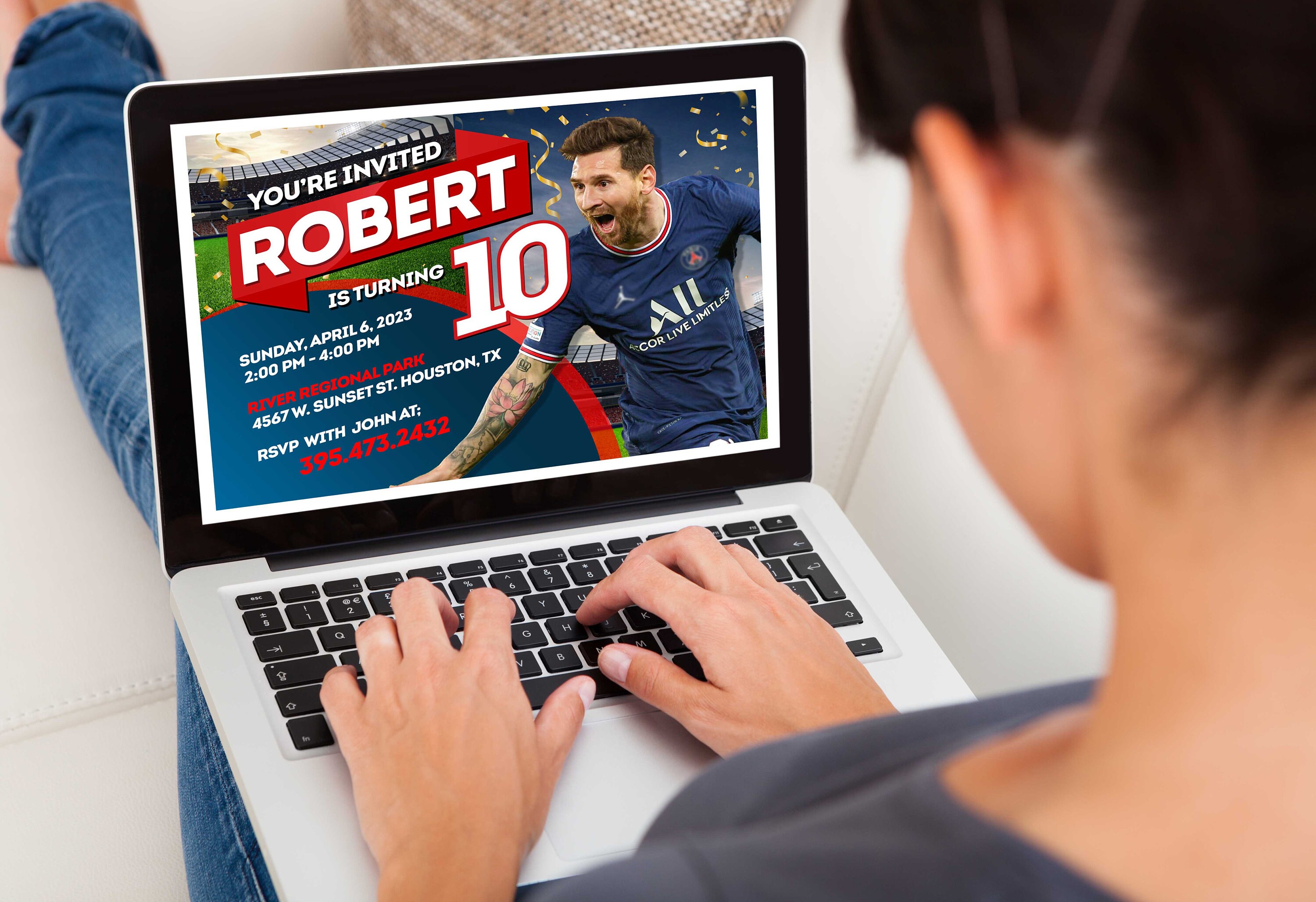 Personalized Lionel Messi Birthday Invitation, Made to Order ...