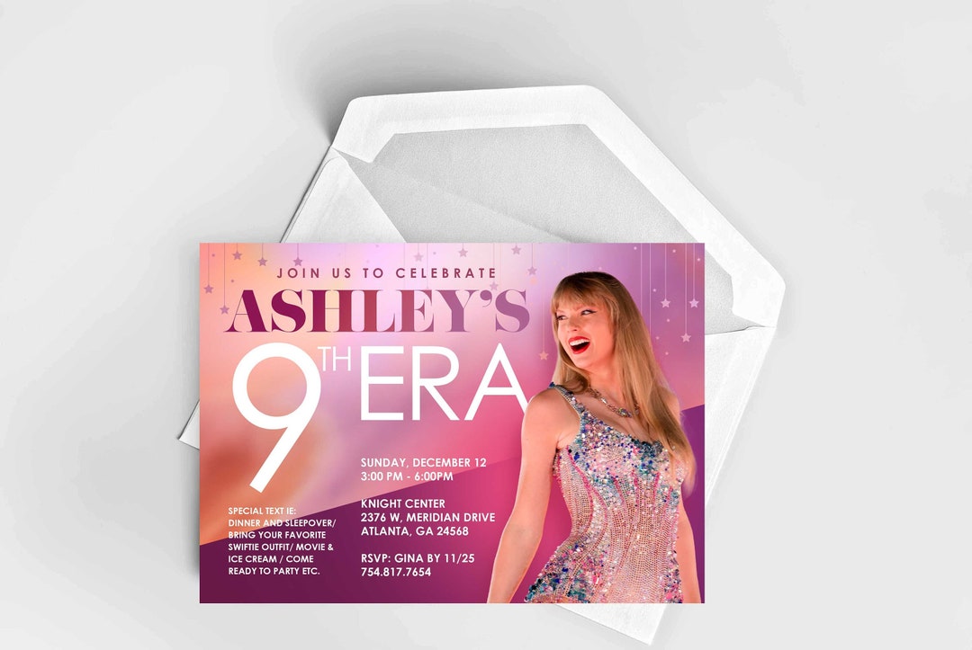 Custom Taylor Swift Birthday Invite, Personalized Swifties Invitation ...