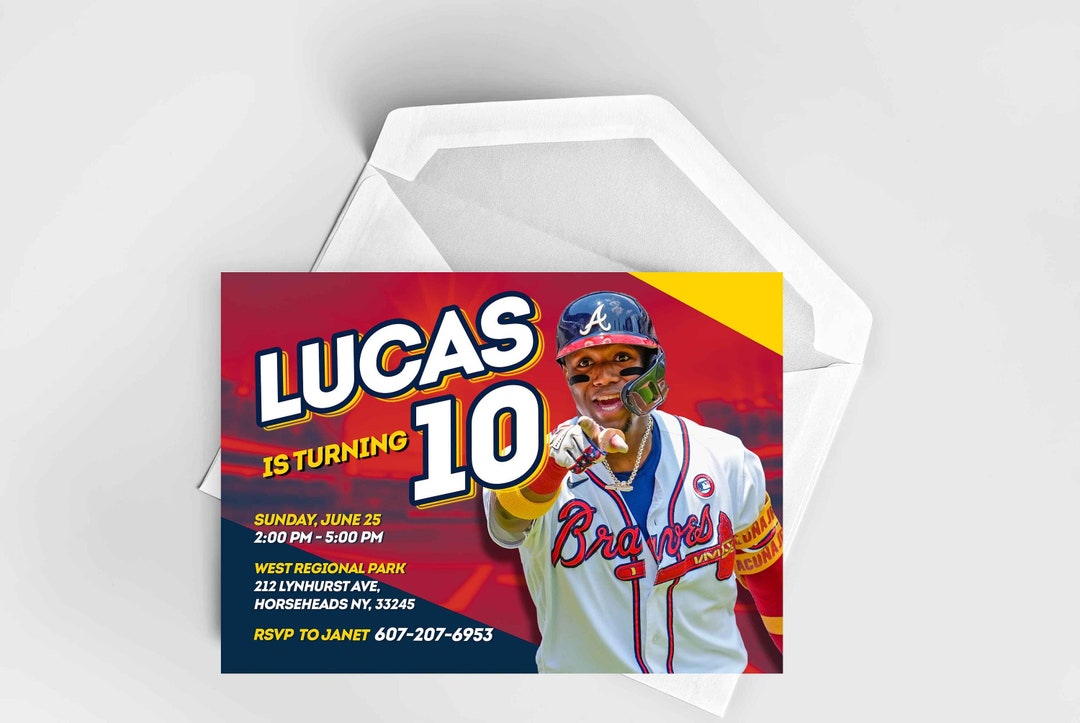 Custom Ronald Acuña Birthday Invitation, Personalized Acuna Baseball ...