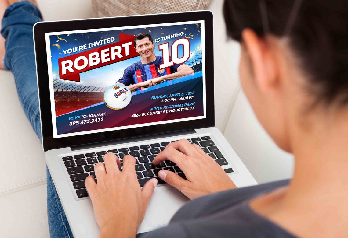 Barcelona Invite, Lewandowski Birthday Invitation | Made to Order ...