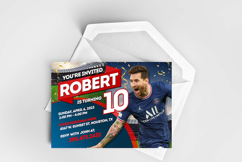 Personalized Lionel Messi Birthday Invitation, Made to Order ...