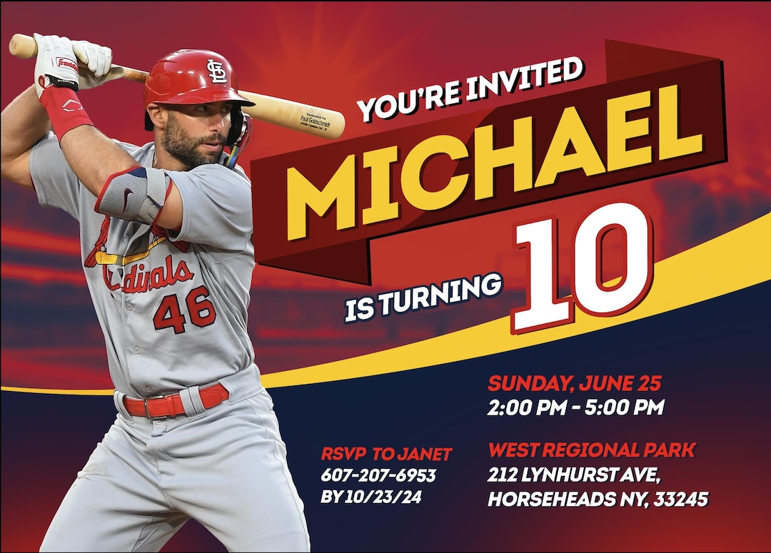 St. Louis Cardinals Birthday Invite Custom Name, Personalized Digital ...