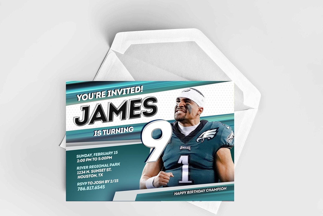 Philadelphia Eagles Invite, Custom Birthday Invite, Digital Download ...