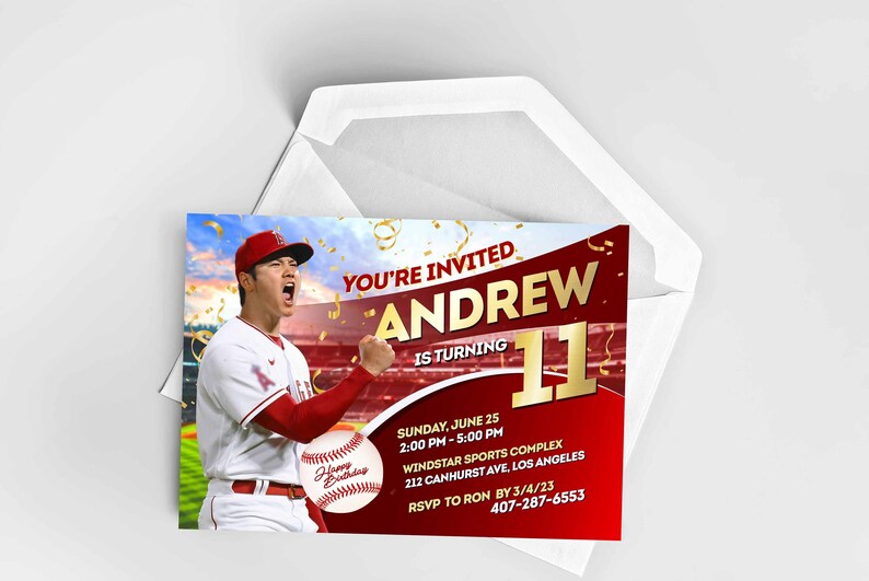 Personalized Shohei Ohtani Invite, Los Angeles Angels Birthday ...