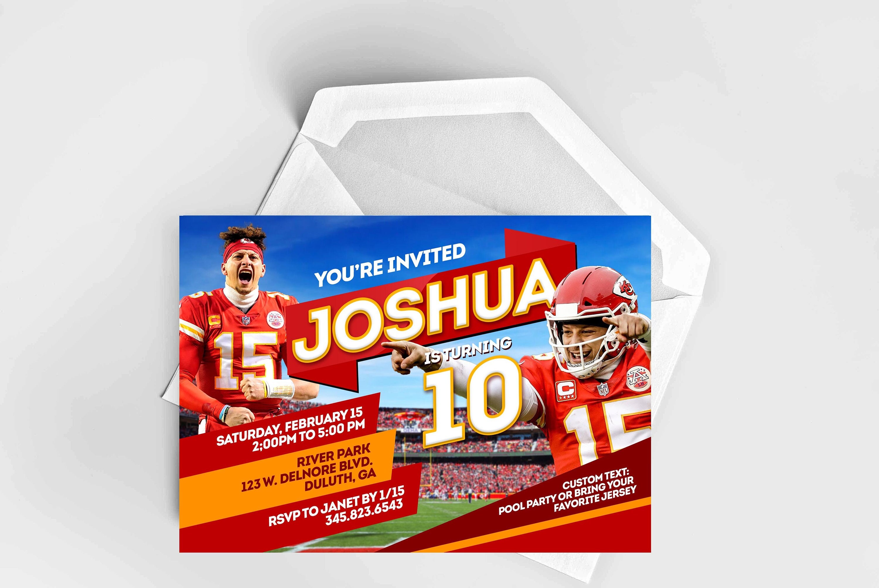 Customized Patrick Mahomes Birthday Invitation, Personalized Kansas ...