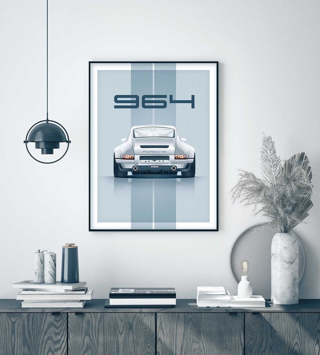 Porsche Poster Gift, Digital Download, Vintage Porsche 964, Classic ...