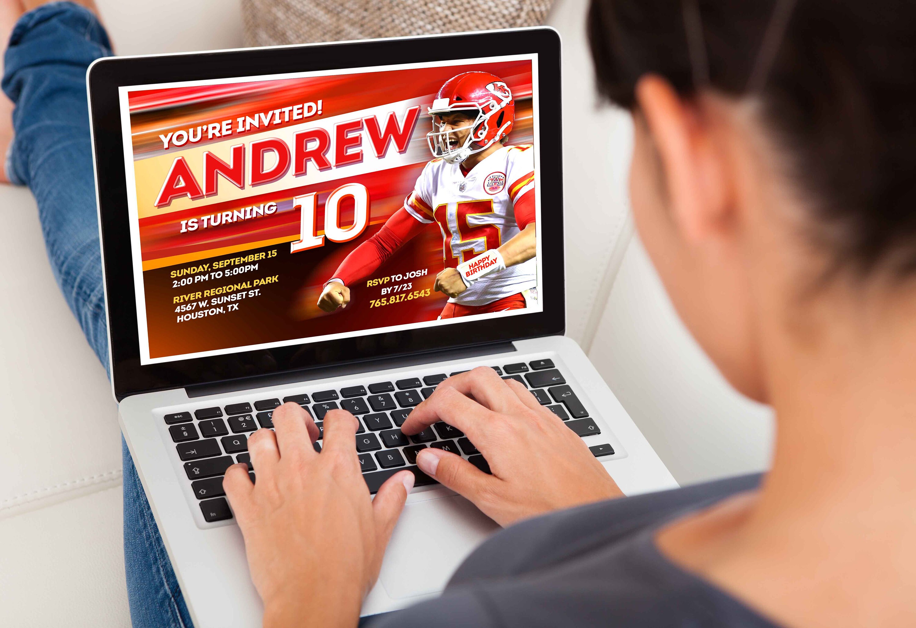 Patrick Mahomes Birthday Invitation Custom, Personalized Kansas City ...