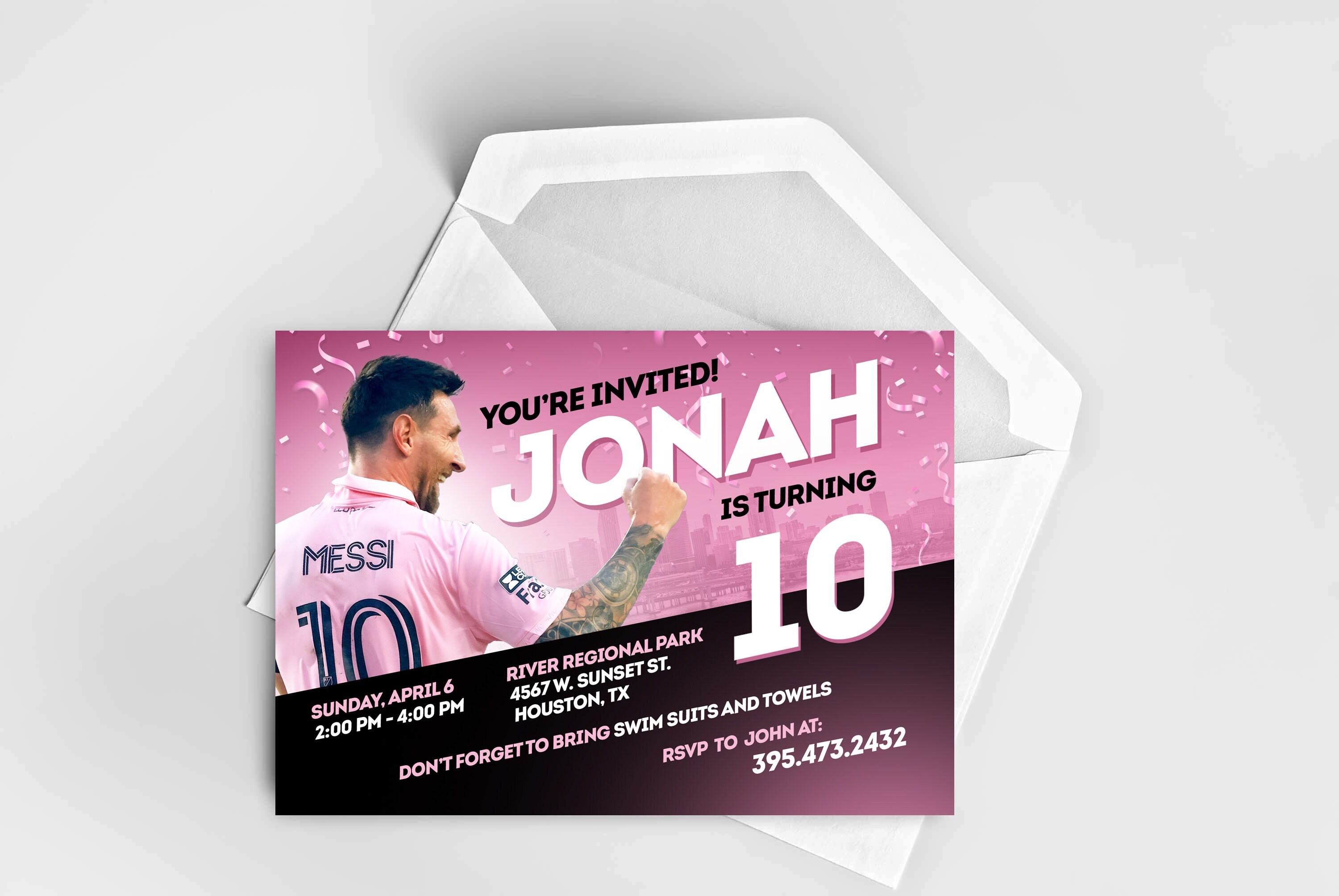 Messi Inter Miami Birthday Invitation Made to Order - Etsy Israel