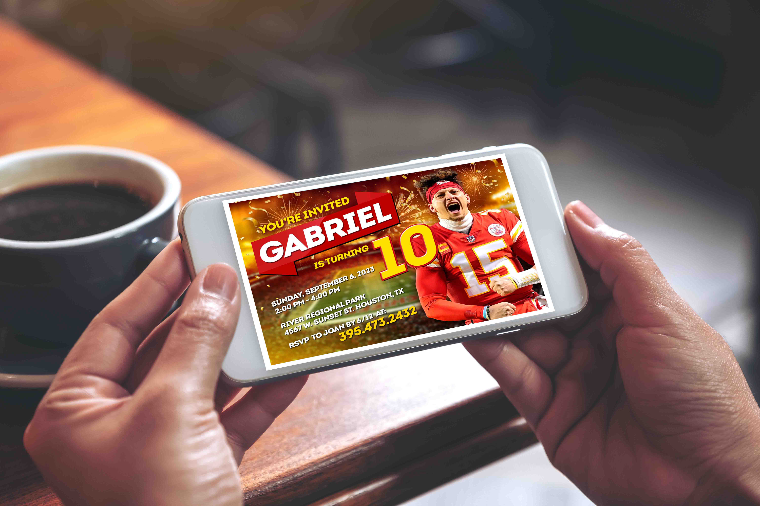 Custom Patrick Mahomes Birthday Invitation, Personalized Kansas City ...