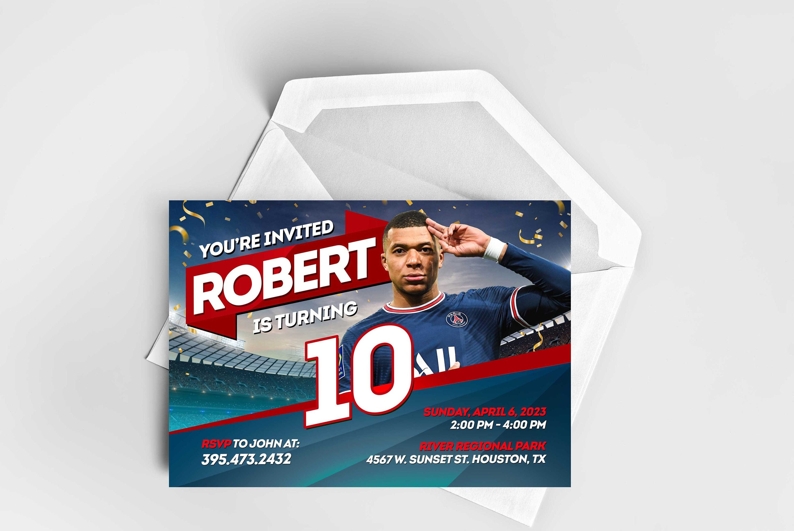 Kylian Mbappé Birthday Party Invitation, Mbappe Invite, Made to Order ...