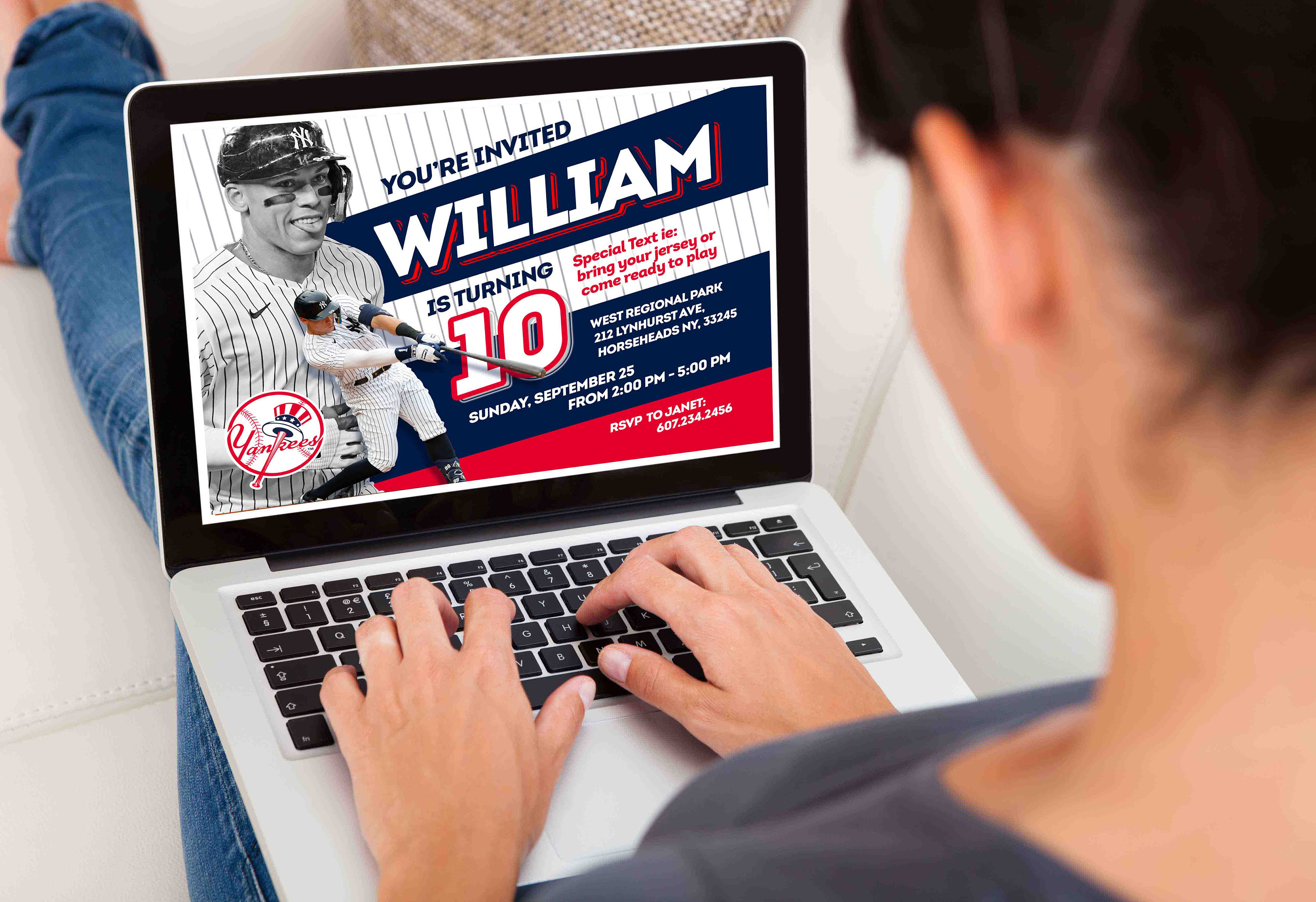 Yankees Birthday Invitation, Personalized Aaron Judge Invite, Digital ...