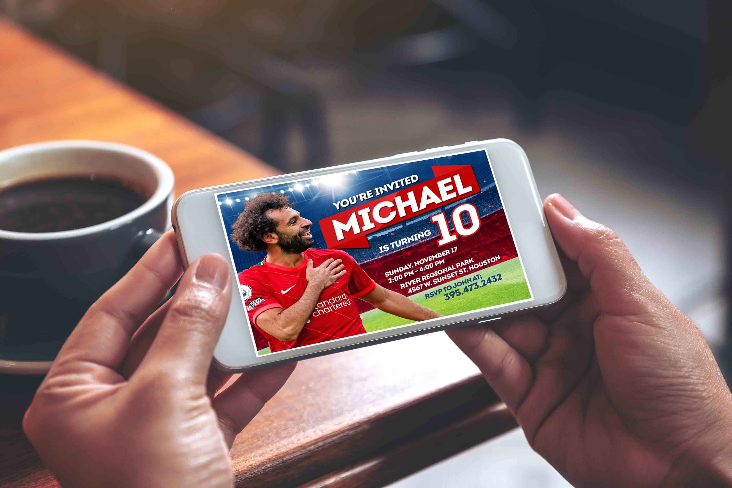 Custom Mohamed Salah Birthday Invite, Liverpool Birthday Invite ...