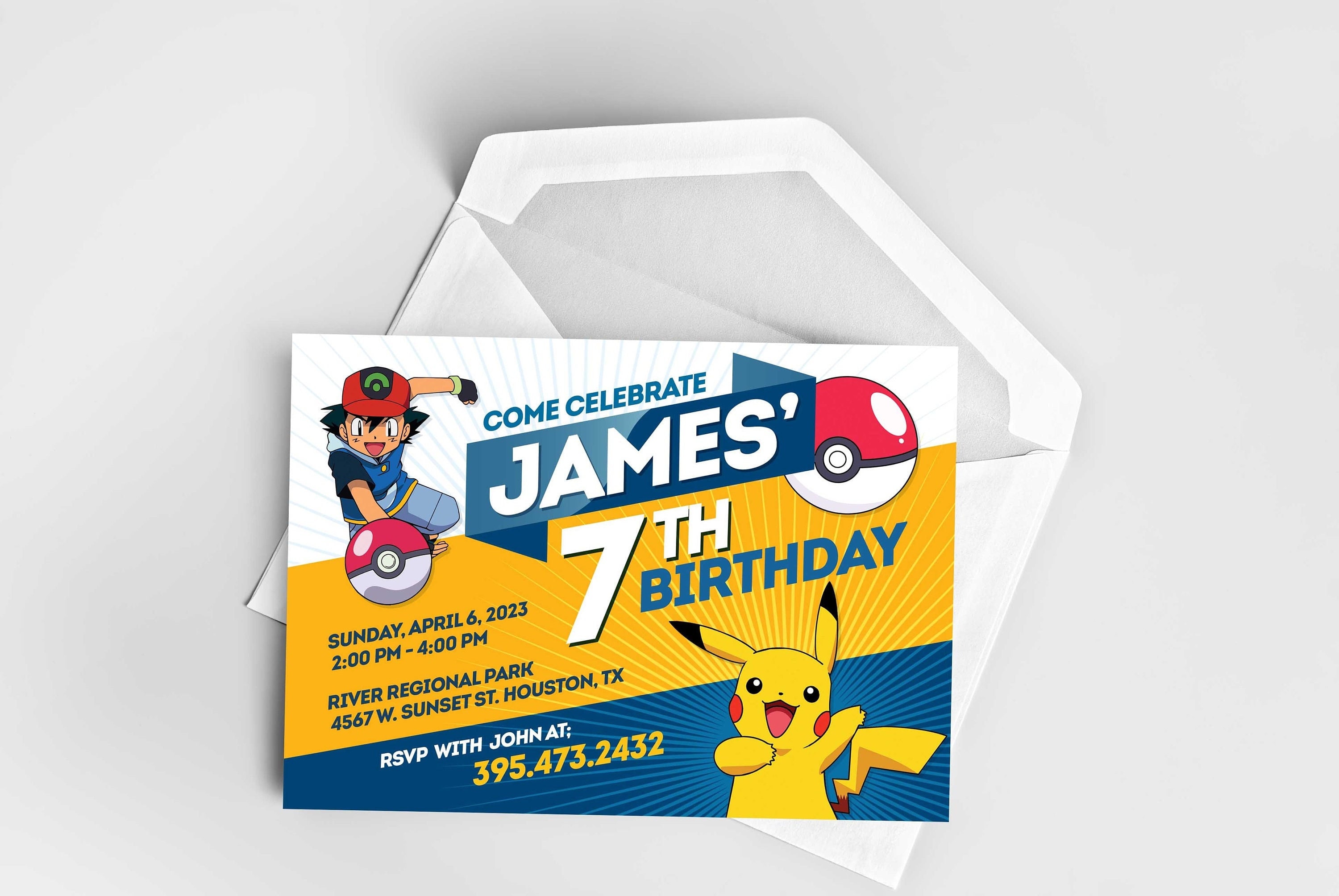 Pokemon Birthday Invitation, Personalized Pokemon Invite, Made to Order ...