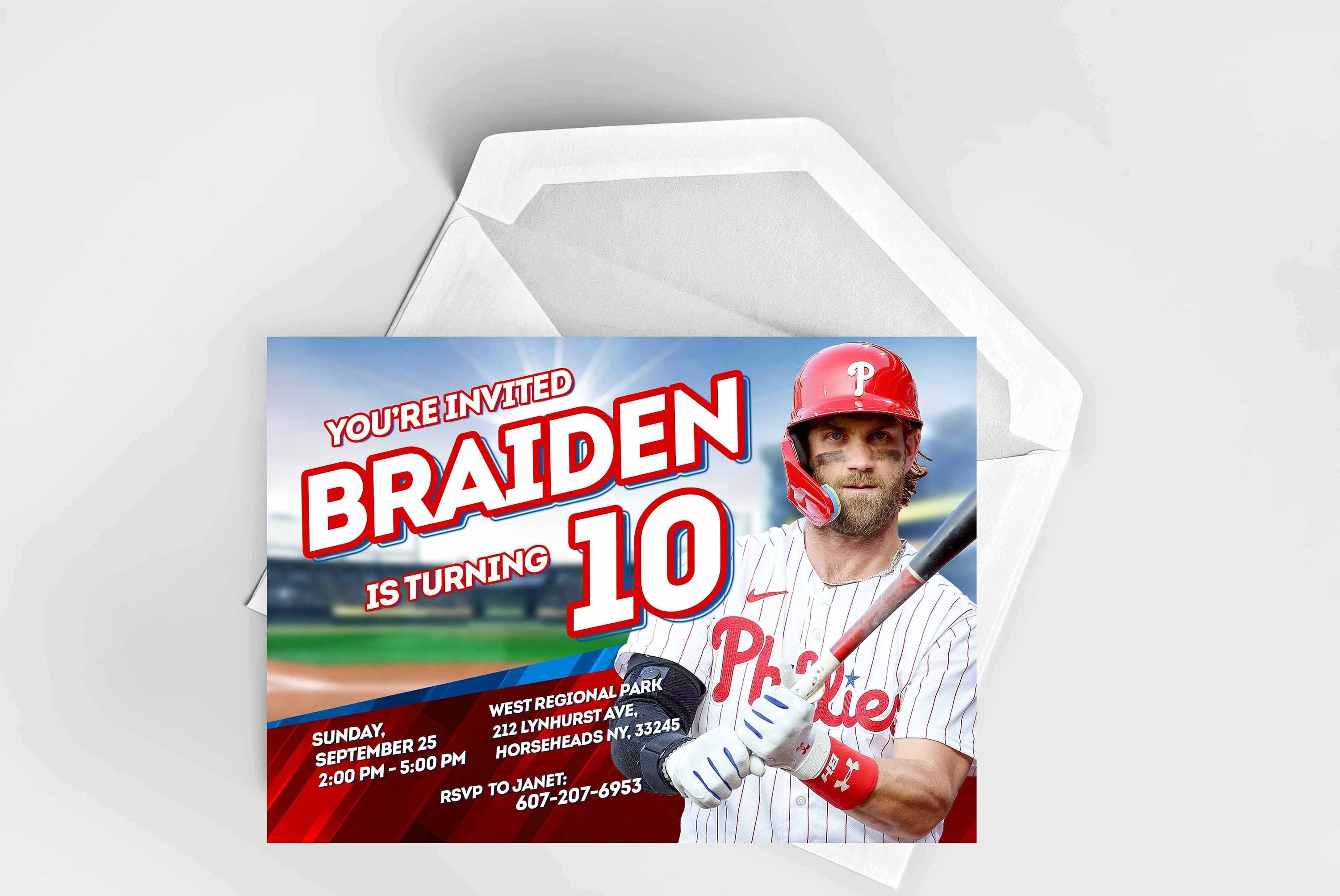 Custom Bryce Harper Birthday Invitation, Personalized Philadelphia ...
