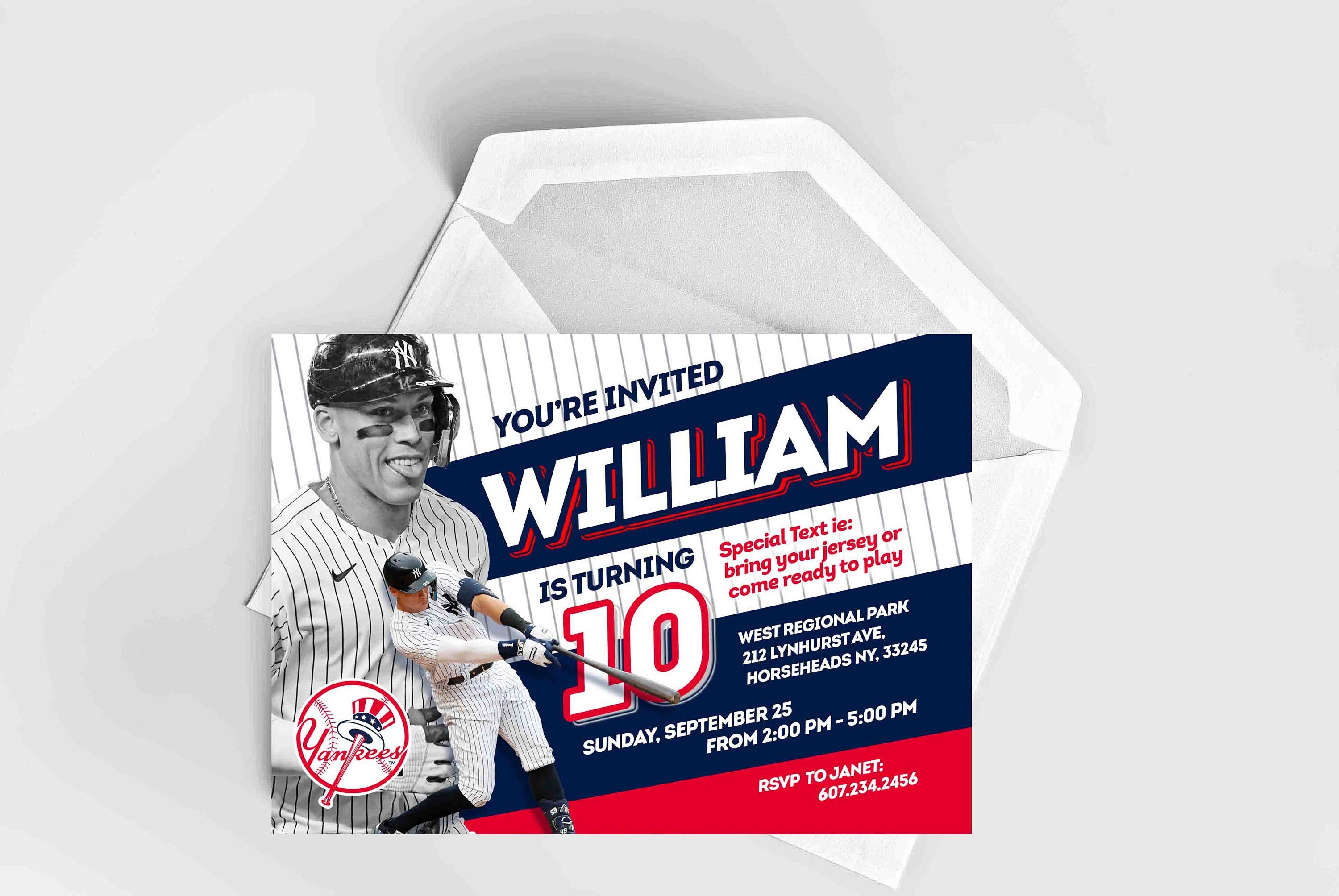 Yankees Birthday Invitation, Personalized Aaron Judge Invite, Digital ...