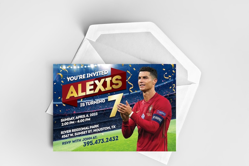 Personalized Cristiano Ronaldo Birthday Invitation | Made to Order ...