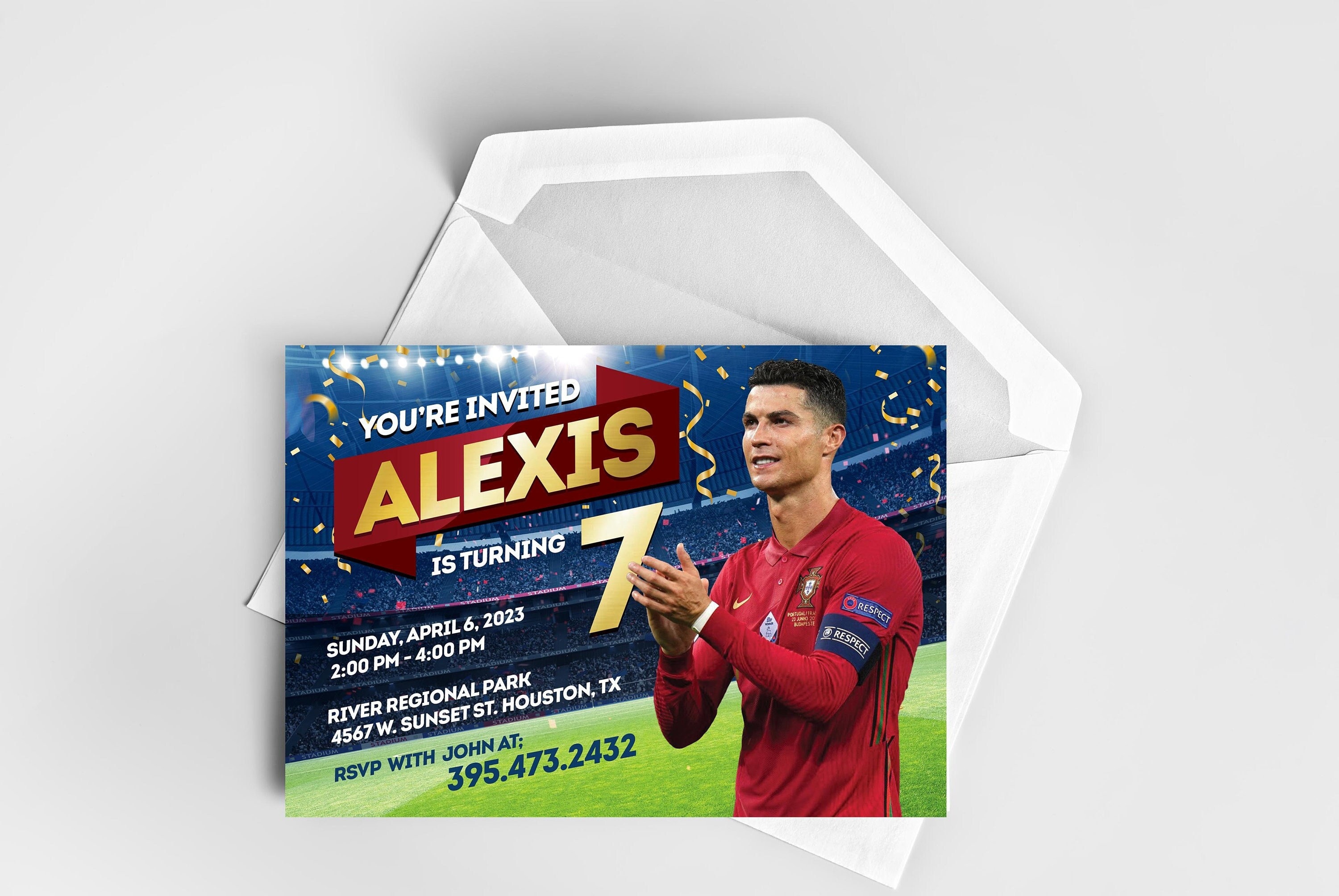 Invitación De Cumpleaños Personalizada De Cristiano Ronaldo Tarjeta